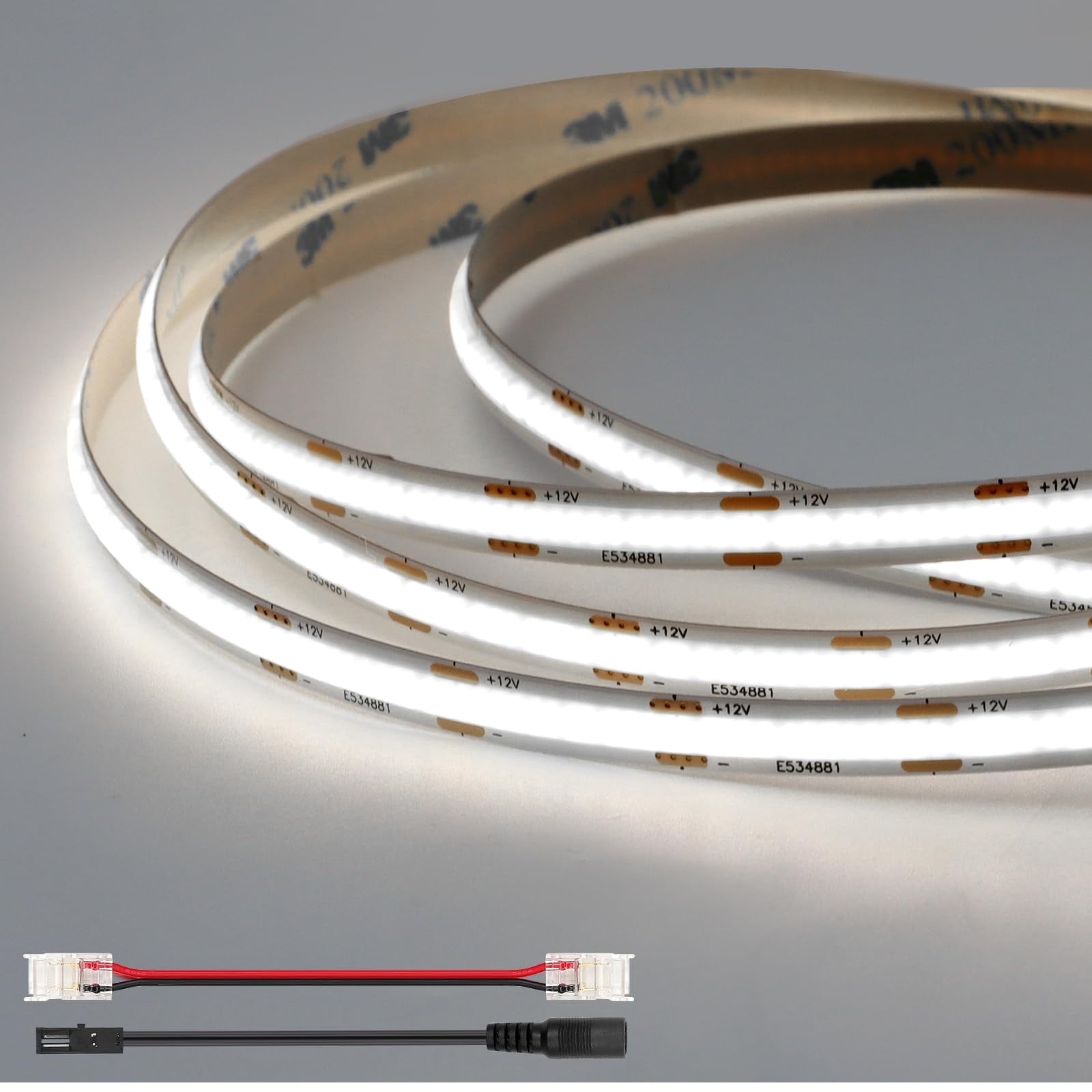 VST 16.4ft COB LED Strip Lights Cool White 6500K, 12V Dimmable LED Tape ...