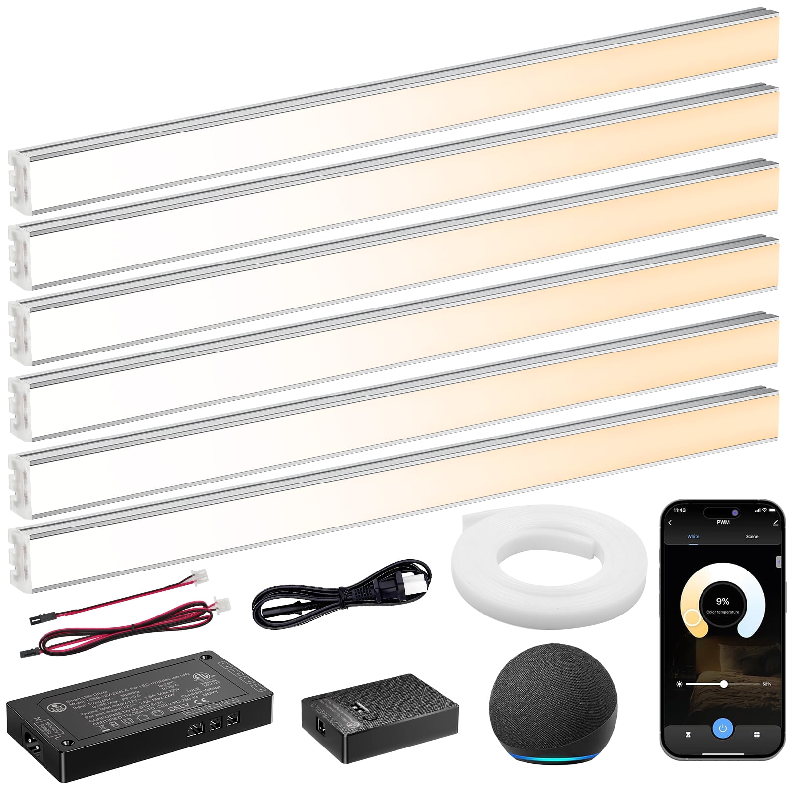 VST Smart Under Cabinet Lighting, UL Listed CRI 93+ CCT COB Strip ...