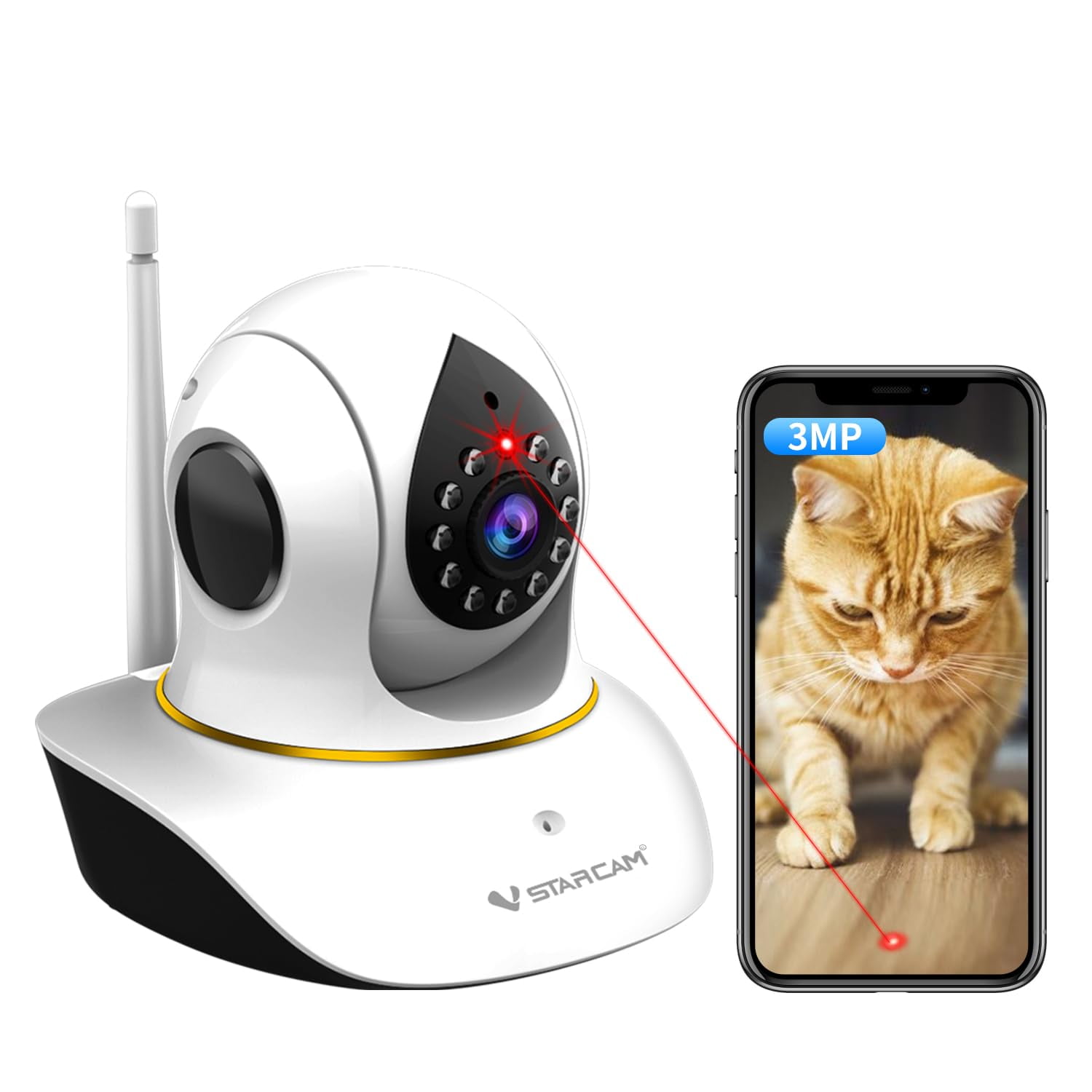 VSTARCAM Pet Camera with DMF15 Laser, 3MP 2.4GHz WiFi Interactive Dog ...