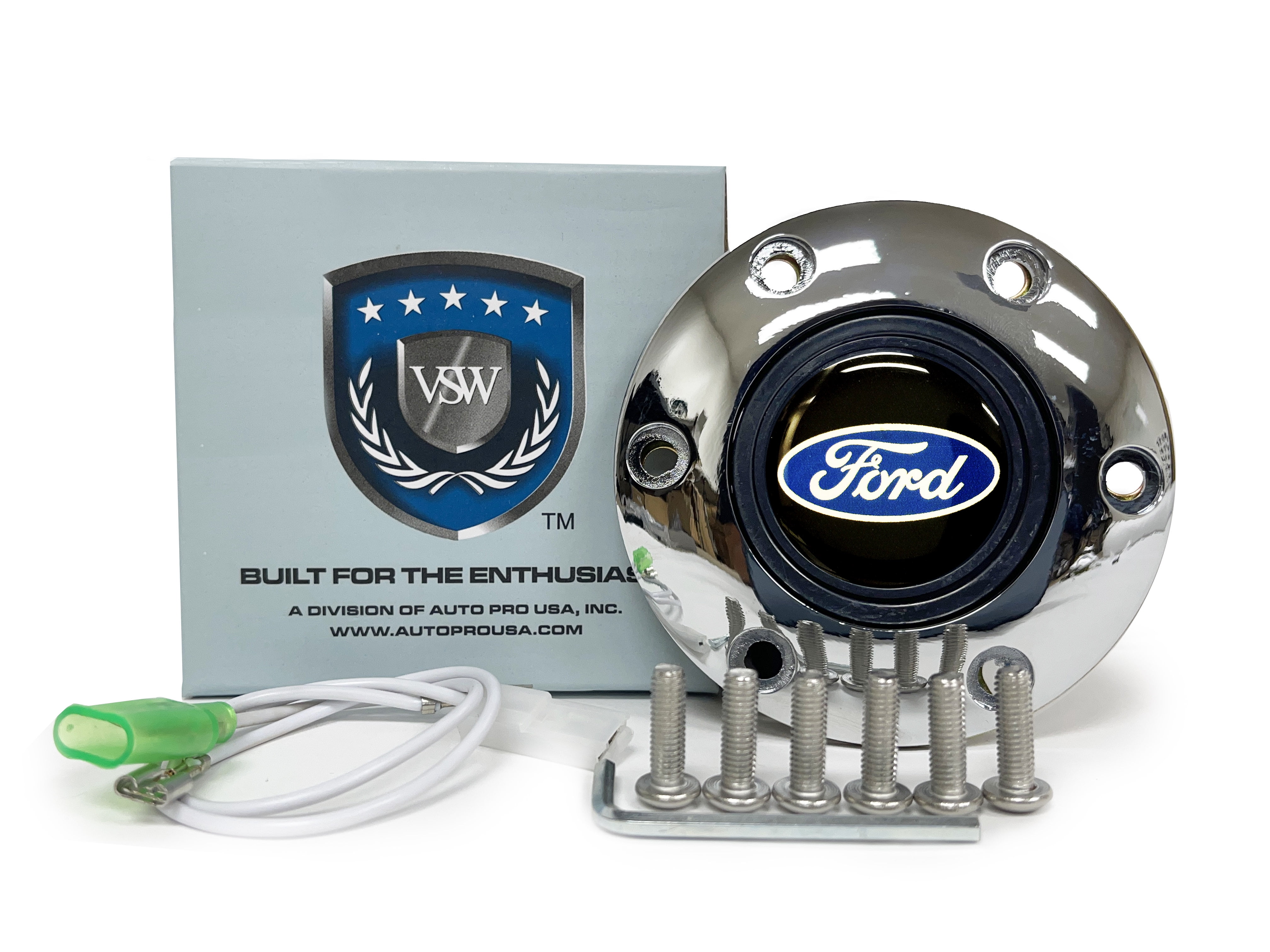 VSW 6-Bolt Chrome Horn Button with Ford Blue Oval Emblem STE1001CHR ...