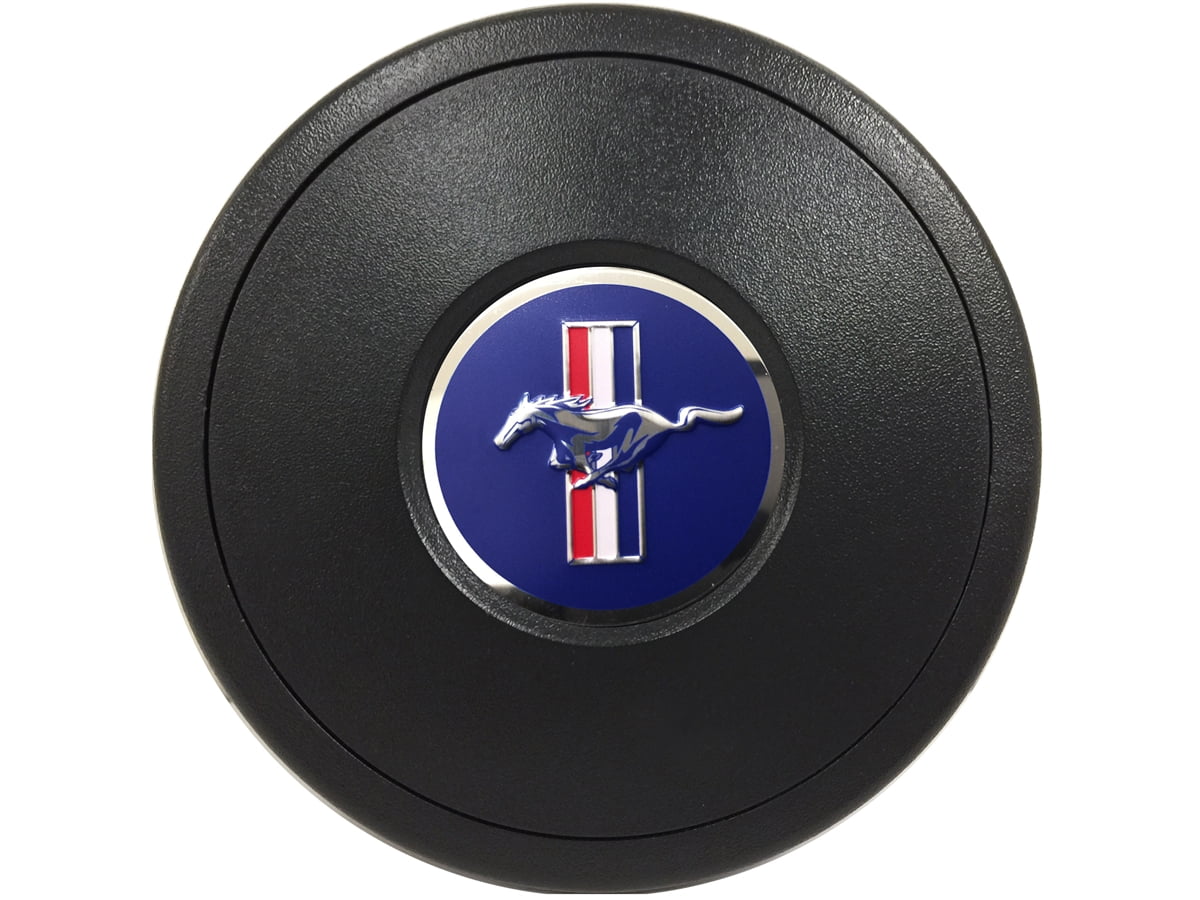 VSW 9-Bolt Black Horn Button with Mustang Blue Running Pony Emblem ...