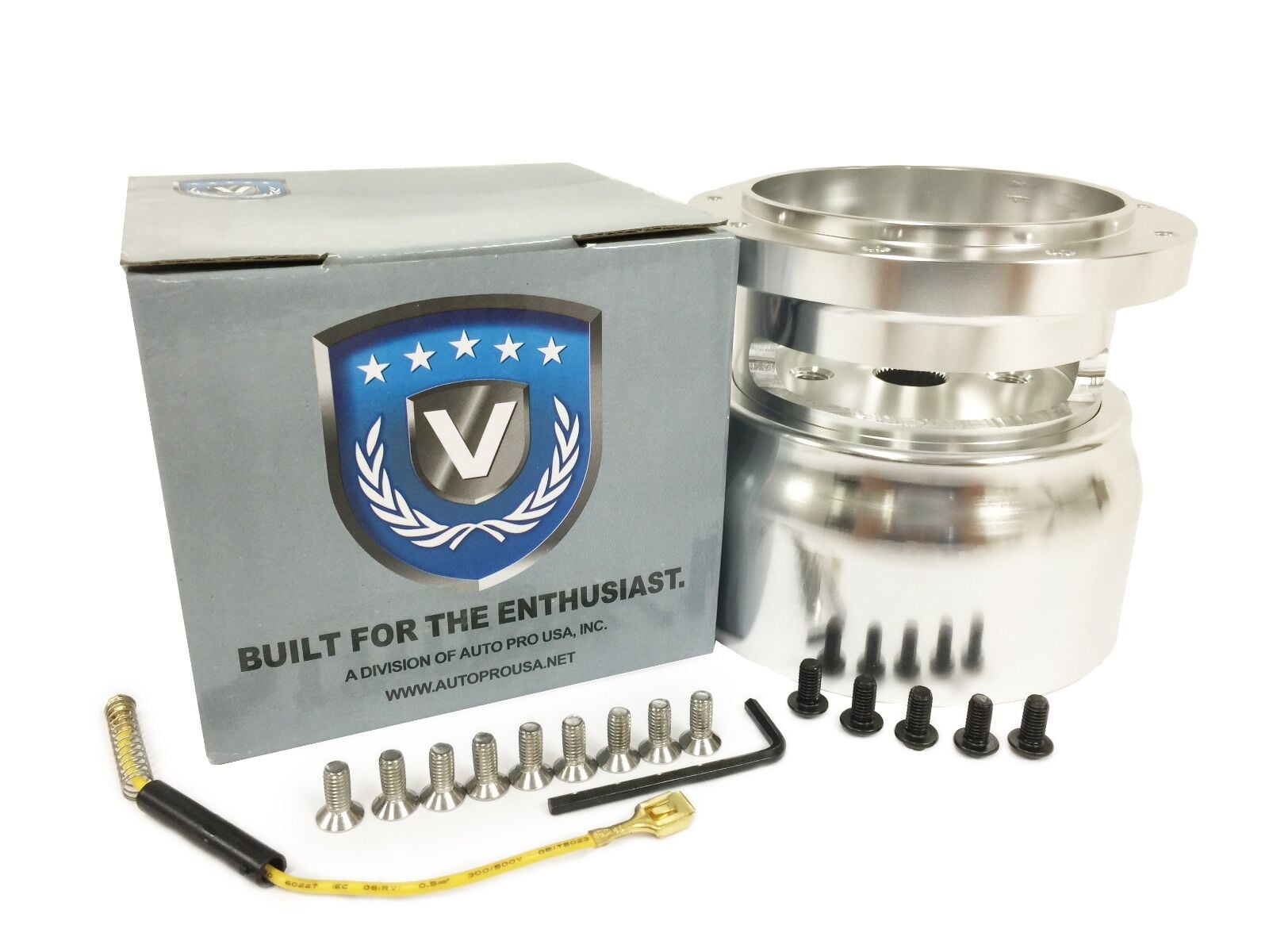 VSW 9-Bolt Silver Steering Wheel Telescopic Hub Adapter Compatible with ...
