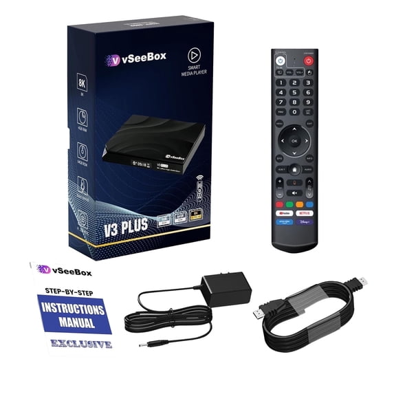 Vseebox V3 Plus Android TV Box, 64GB Storage, Quad-Core CPU, 4GB RAM ...