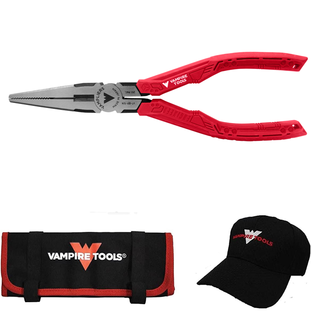 VT-001-7LNPC VamPLIERS 7.5" Long Nose Pliers, Stripped Screw Removal Pliers, Screw Extractor ...