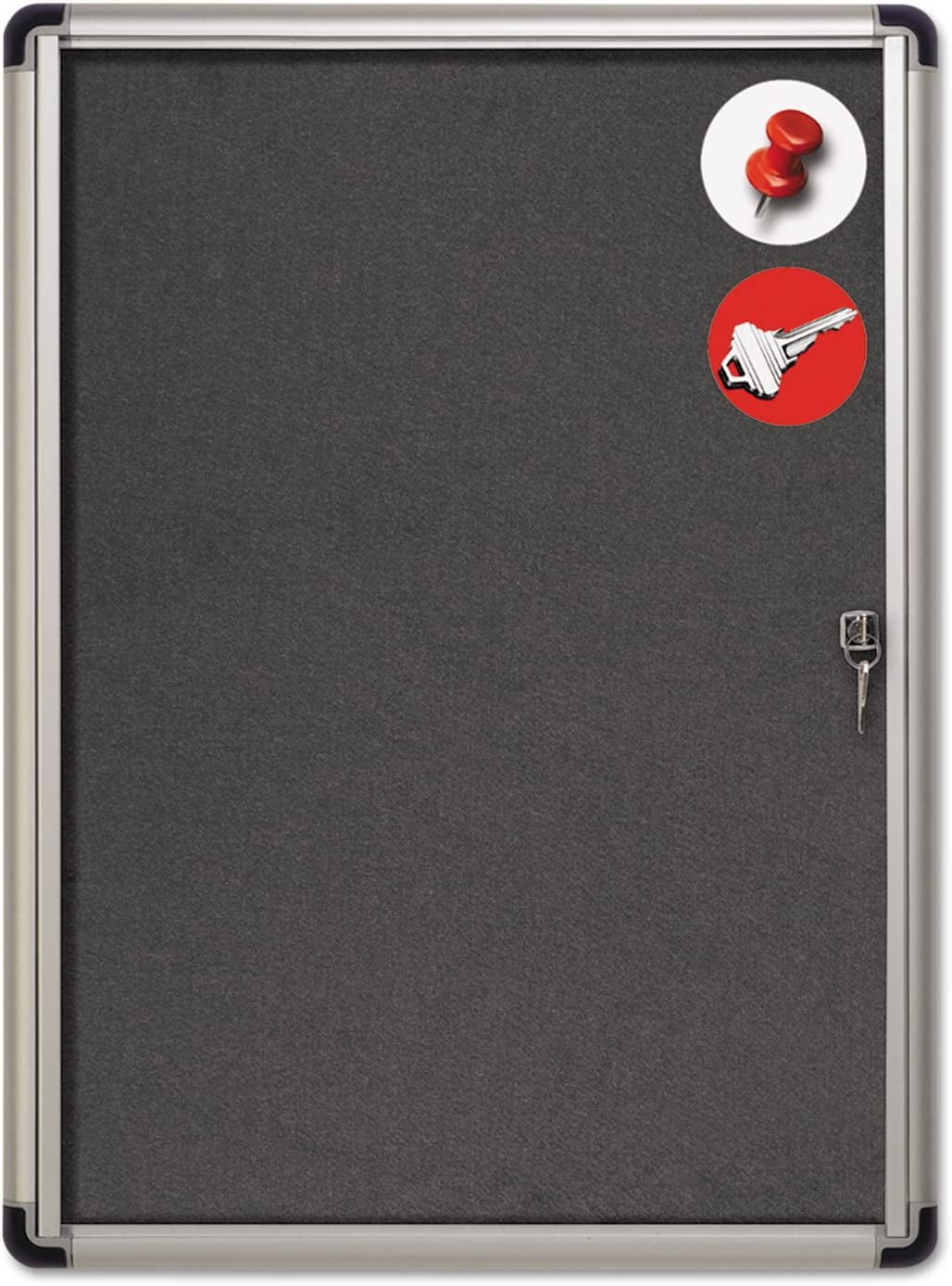 VT630103690 Slim-Line Enclosed Fabric Bulletin Board, 28 x 38, Aluminum ...
