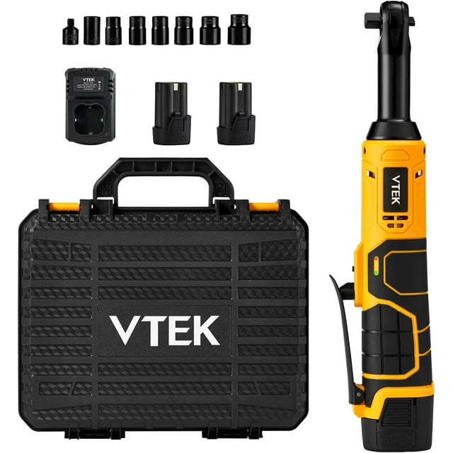 "VTEK 16.8V Cordless Ratchet Wrench, 3/8"" Extended, 40 Ft-lbs Torque ...