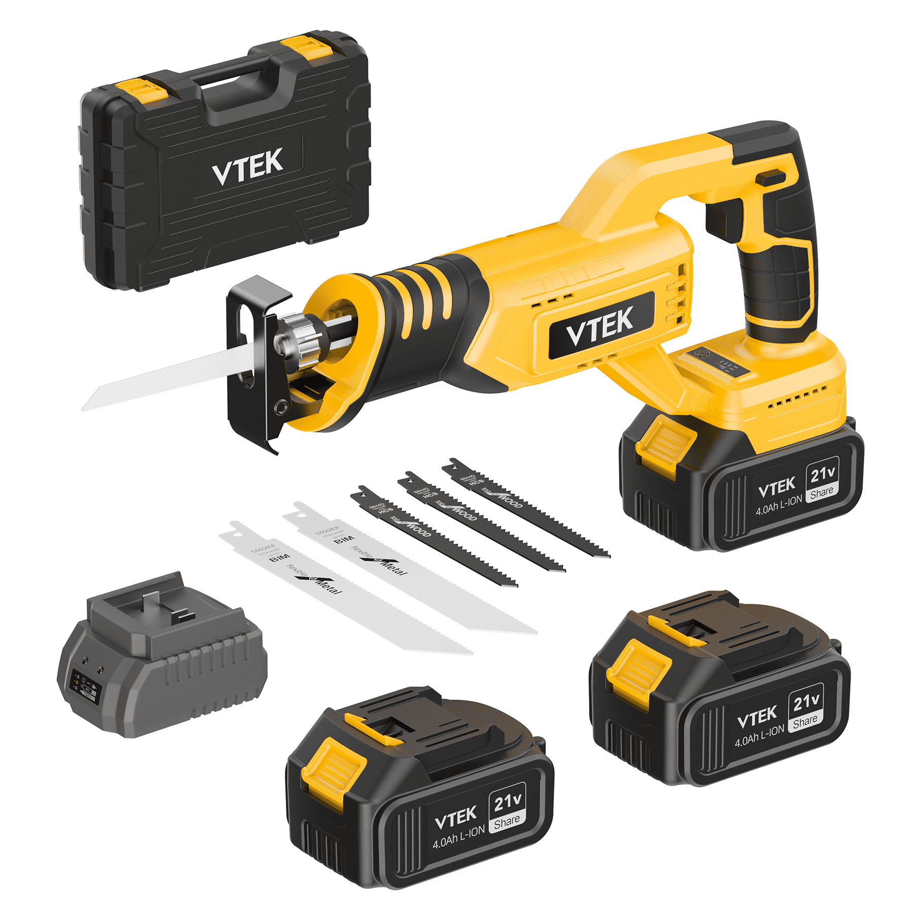VTEK Brushless Cordless Reciprocating Saw,3 Variable Speed Cordless ...