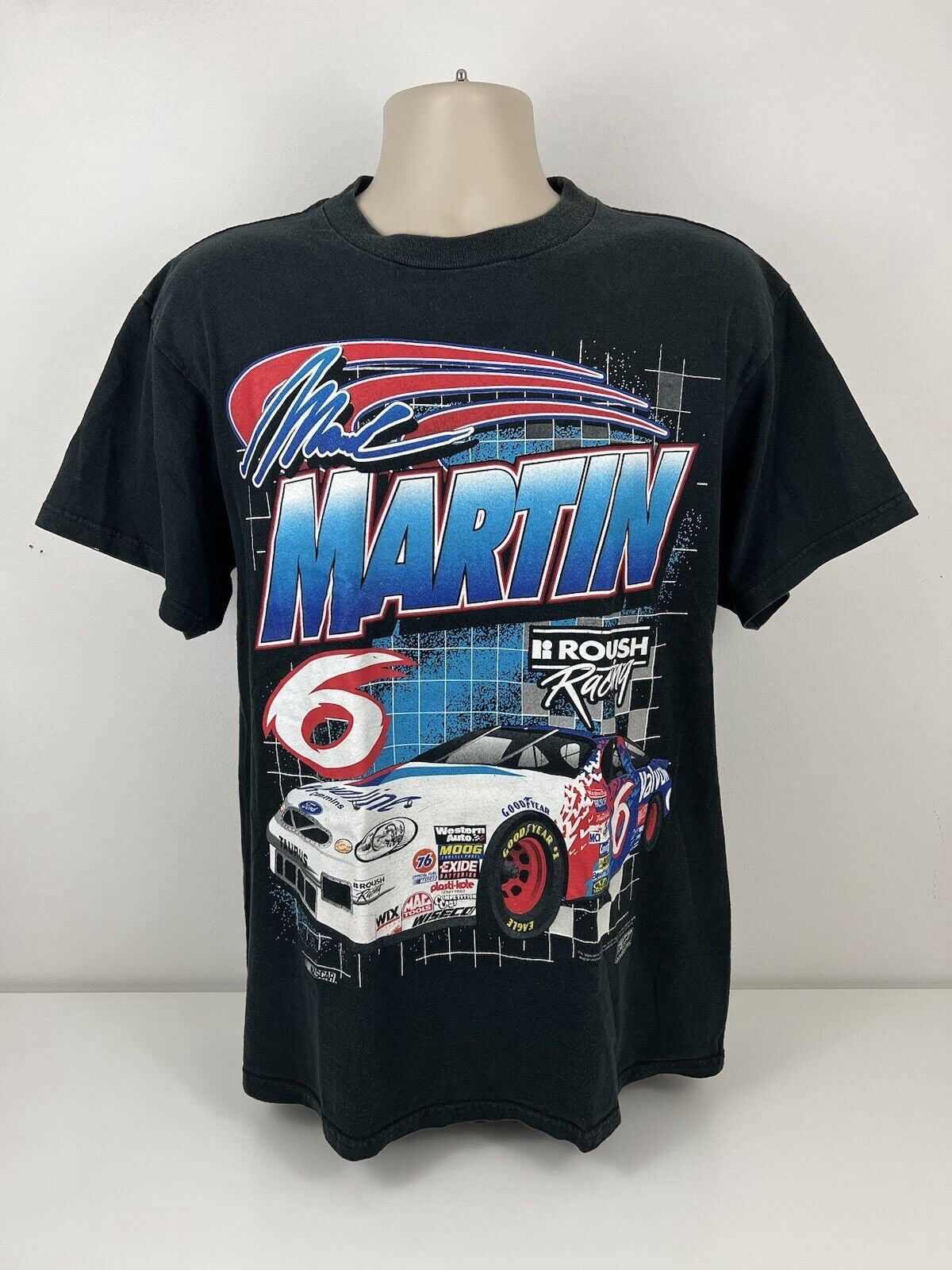 VTG Nascar Mark Martin Checkered Flag T-Shirt Mens Size L Roush Racing ...
