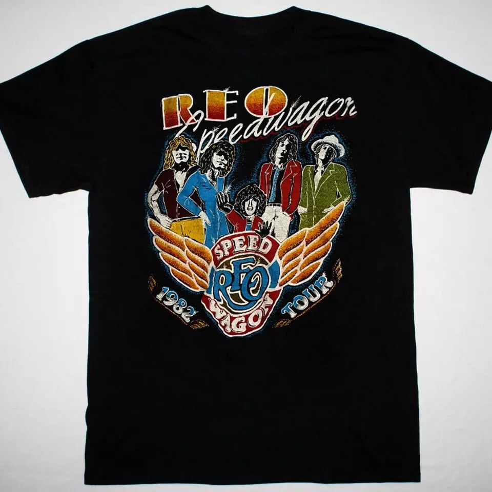 VTG REO Speedwagon band 1982 tour T-shirt black Short sleeve - Walmart.com