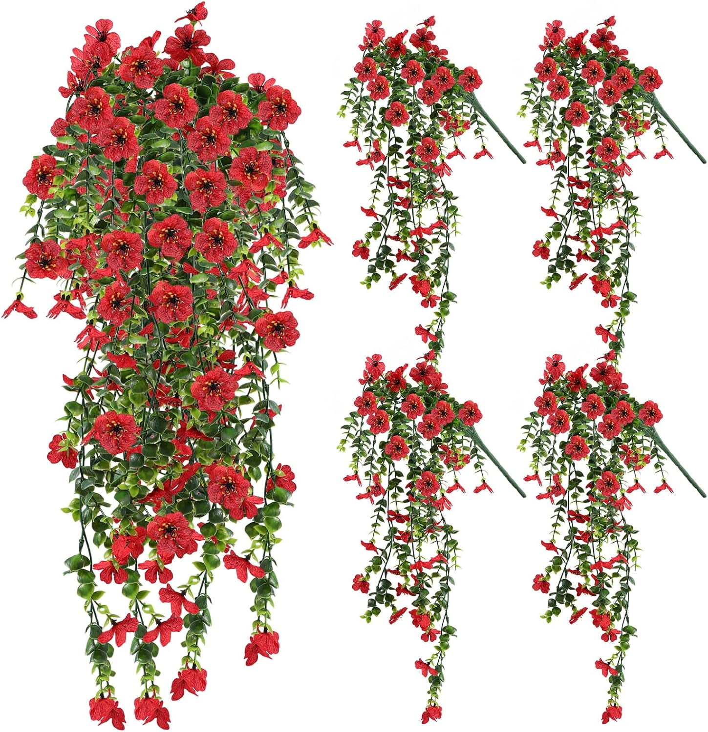 VTGIBI Artificial Hanging Flowers Fake Plants 4PCS Silk Violets Faux ...
