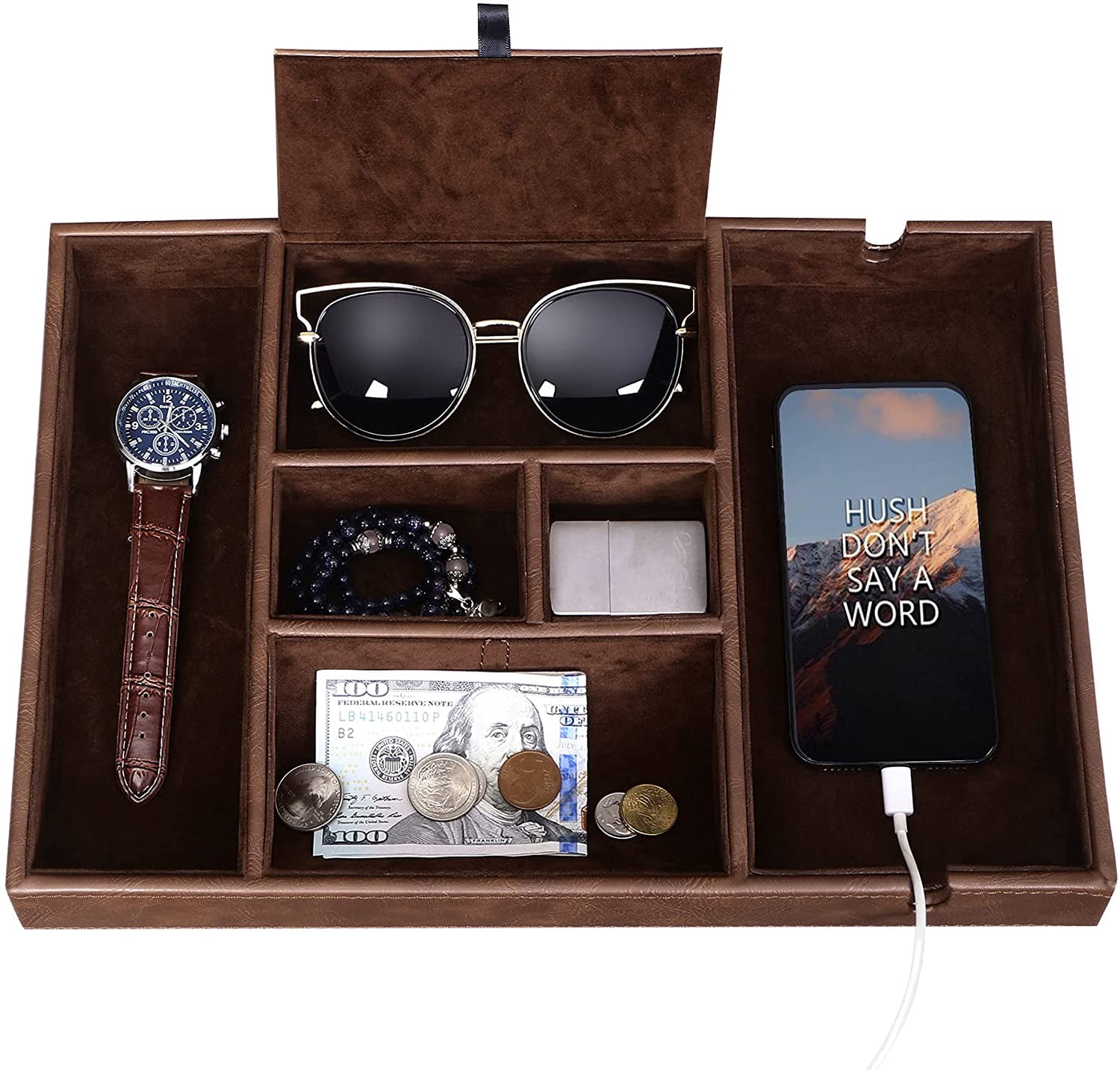 VTGIBI Valet Tray for Men Dresser Organizer Nightstand Organizer ...