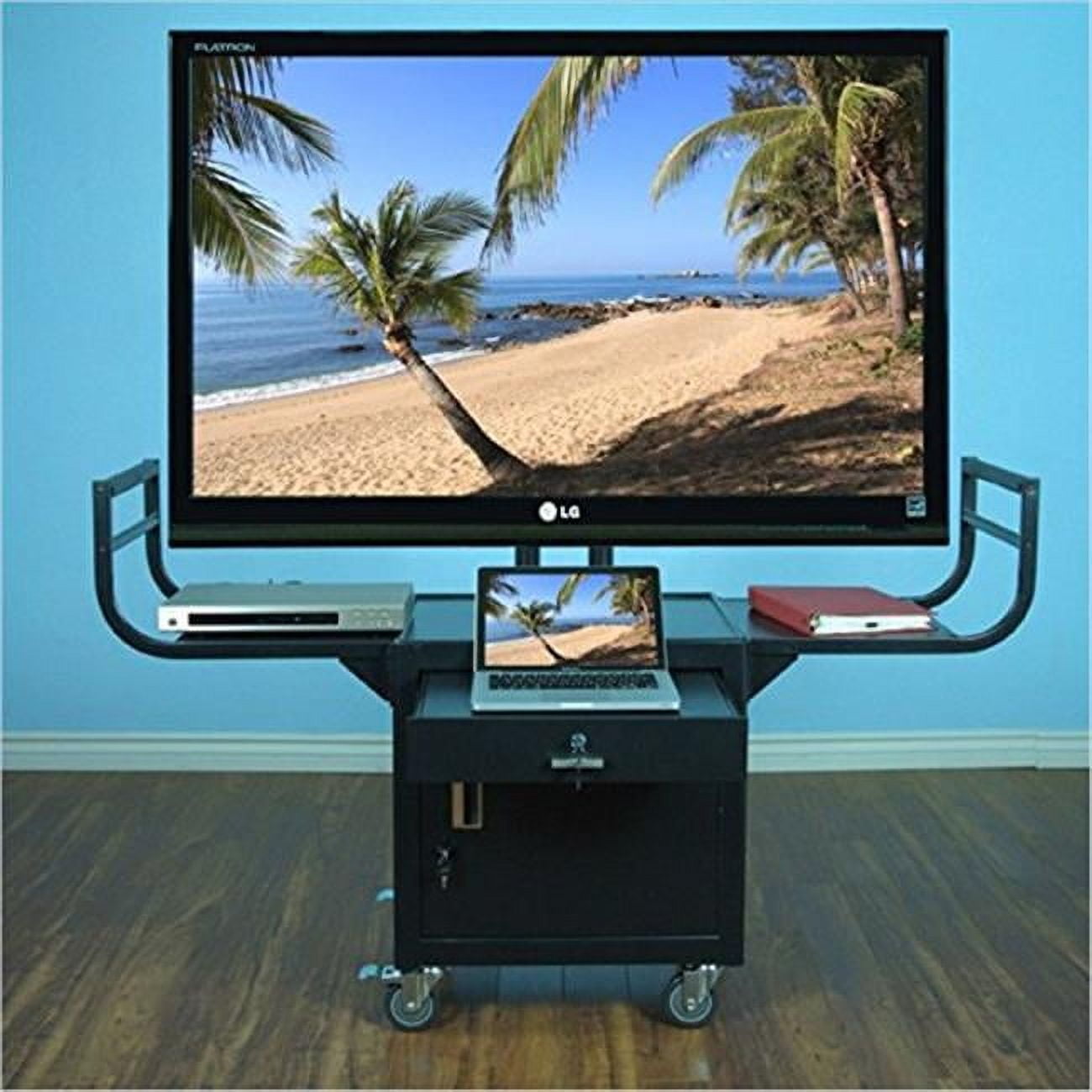 VTI Manufacturing 65in. Large Flat Panel LCD TV Cabinet Cart Monitor ...