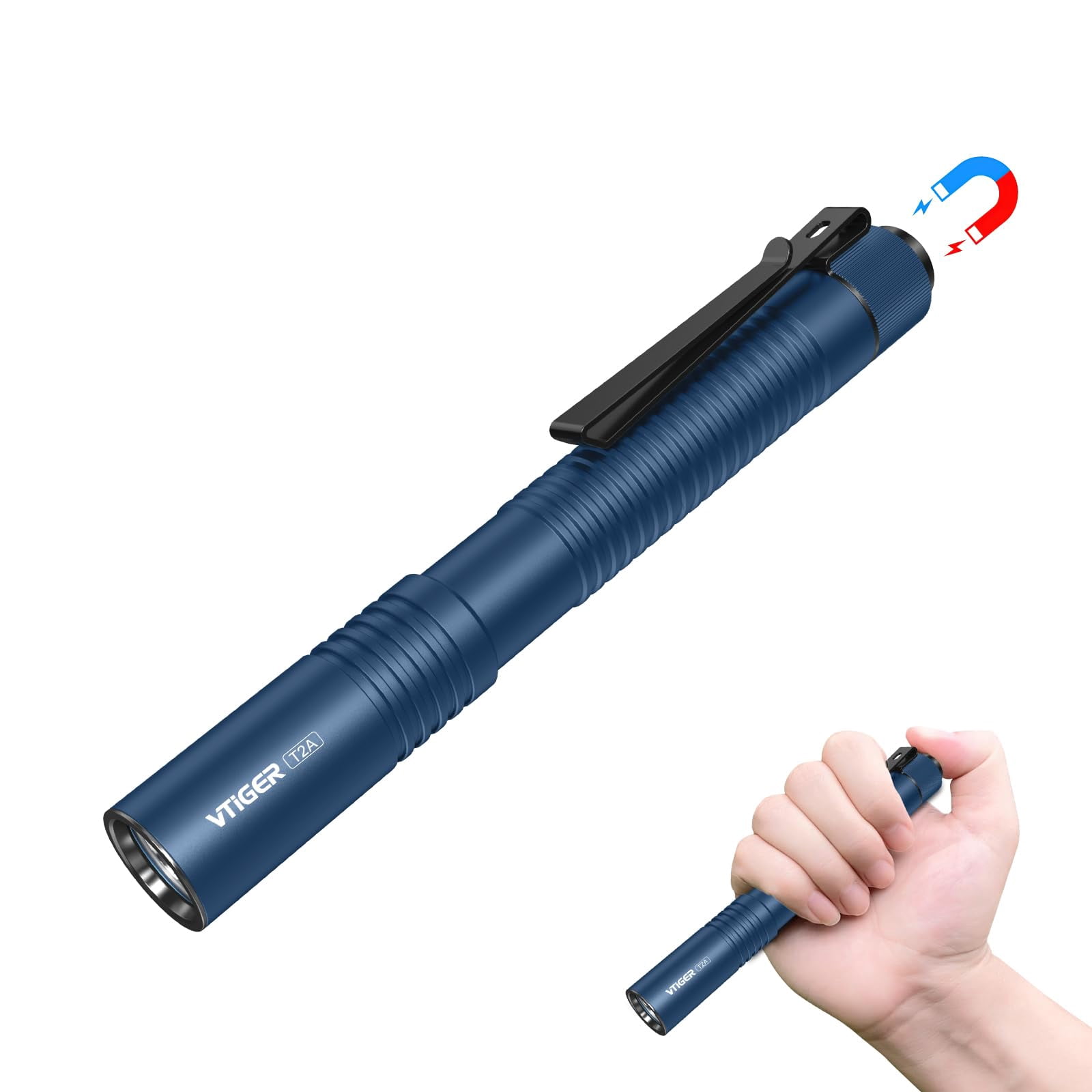 VTIGER T2A Compact EDC Flashlight,1500 High Lumens AA Rechargeable LED ...