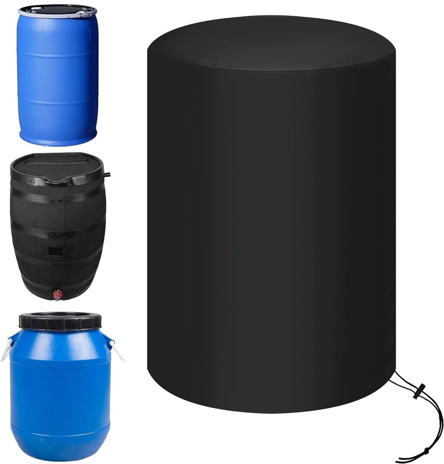 VTMGA 55 Gallon Rain Barrel Cover 420D Water Storage Barrel Cover ...