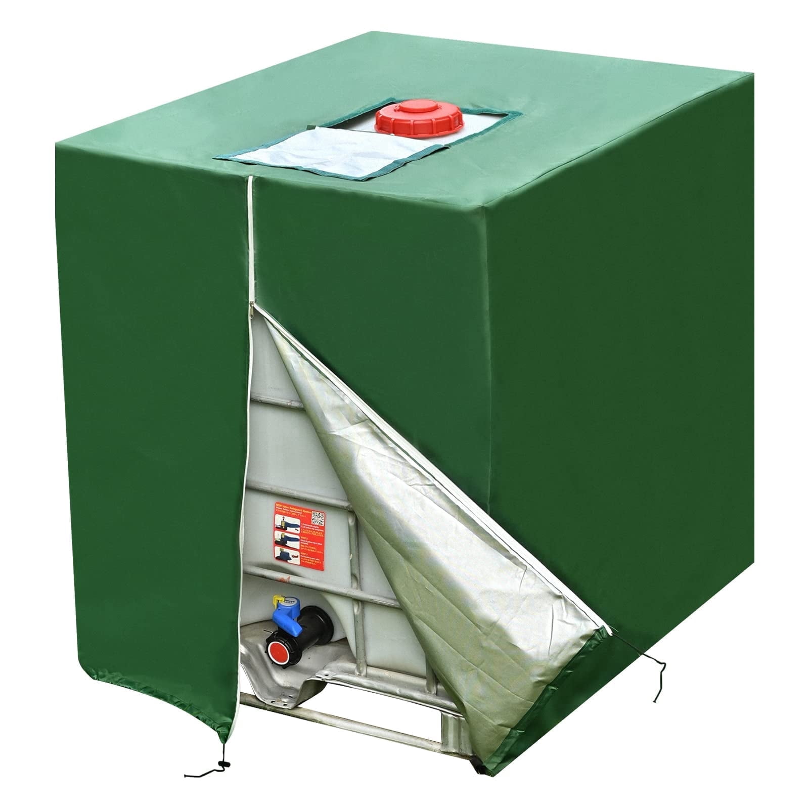 VTMGA Green zipper IBC Tote Cover 275 Gallon Outdoor Rain Barrel Water ...