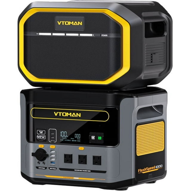 VTOMAN 1000W Portable Power Station, Extra Battery, 2376Wh UPS, 14 Output Ports, Home Backup ...