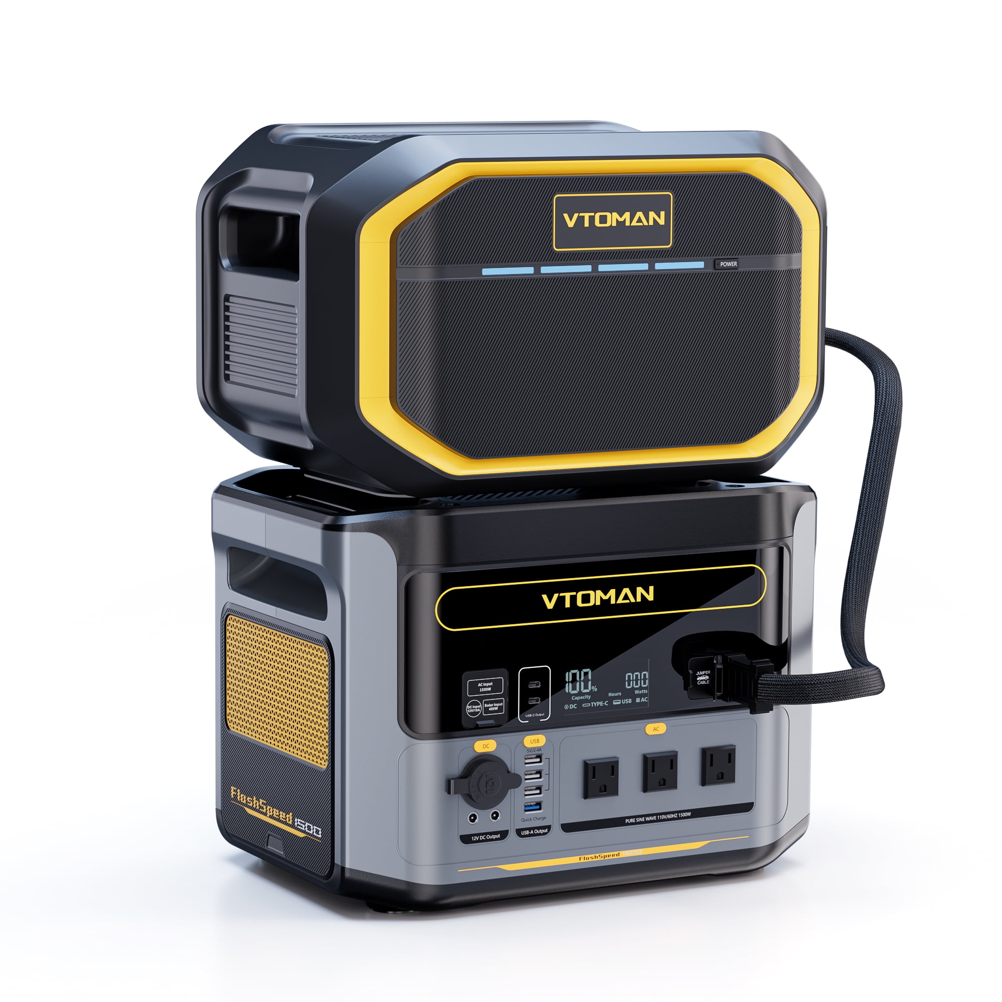 VTOMAN 1500W Portable Power Station with Extra Battery, 3096Wh UPS ...