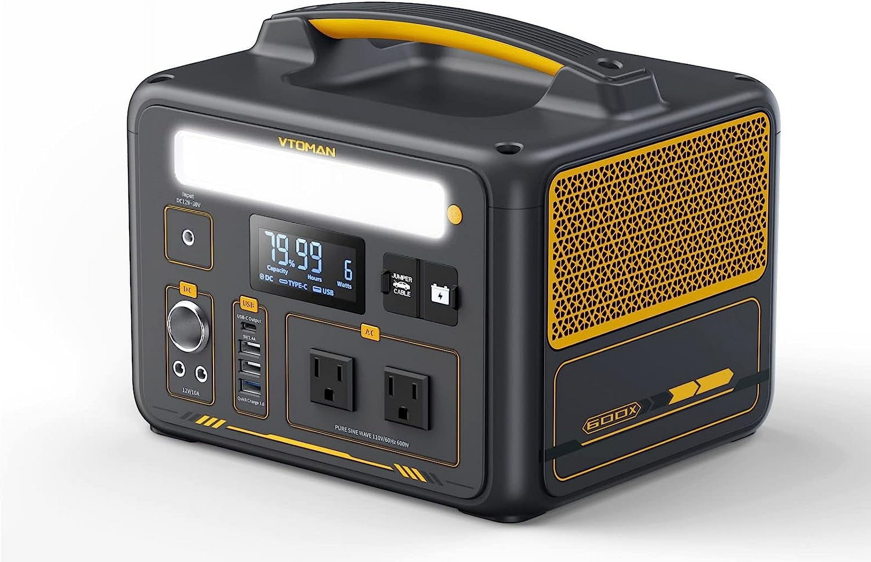 VTOMAN 600W Portable Power Station, LFP Battery Powered Generator with ...