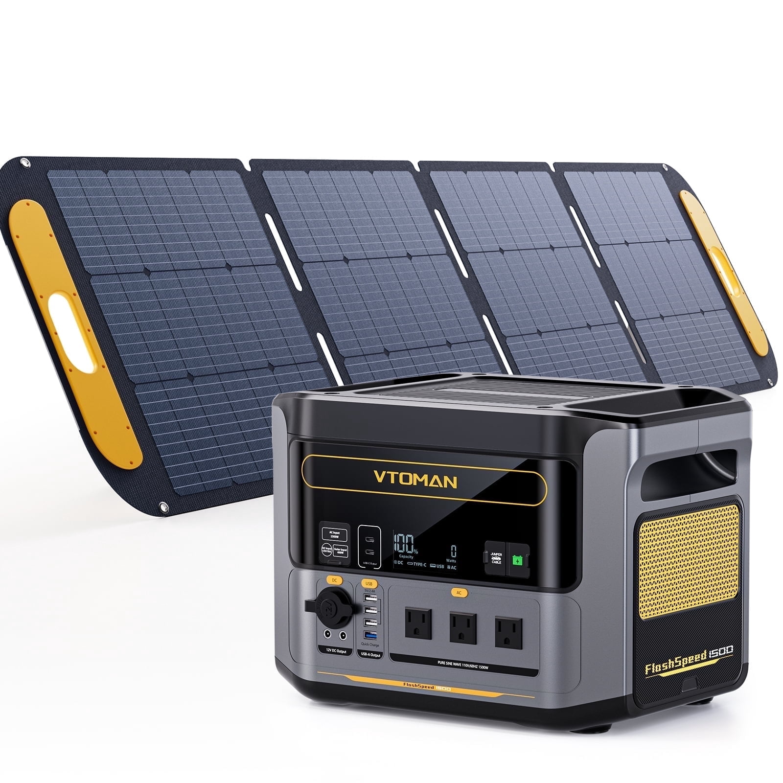 VTOMAN FlashSpeed 1500, 1500W Solar generator with 200W Solar Panels ...