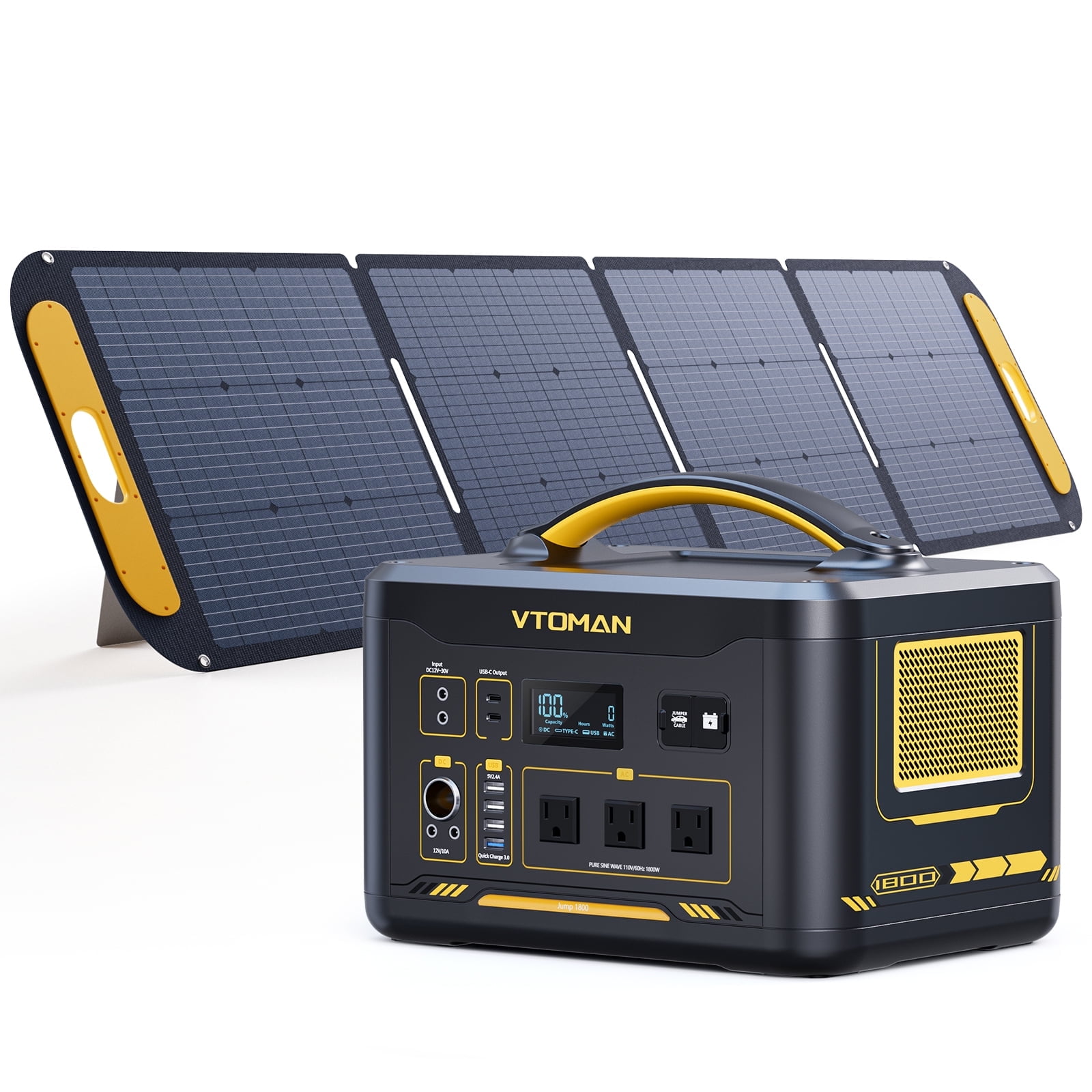 VTOMAN Eco Outdoor Energy Solar Generator 1800W, Portable Power Station ...