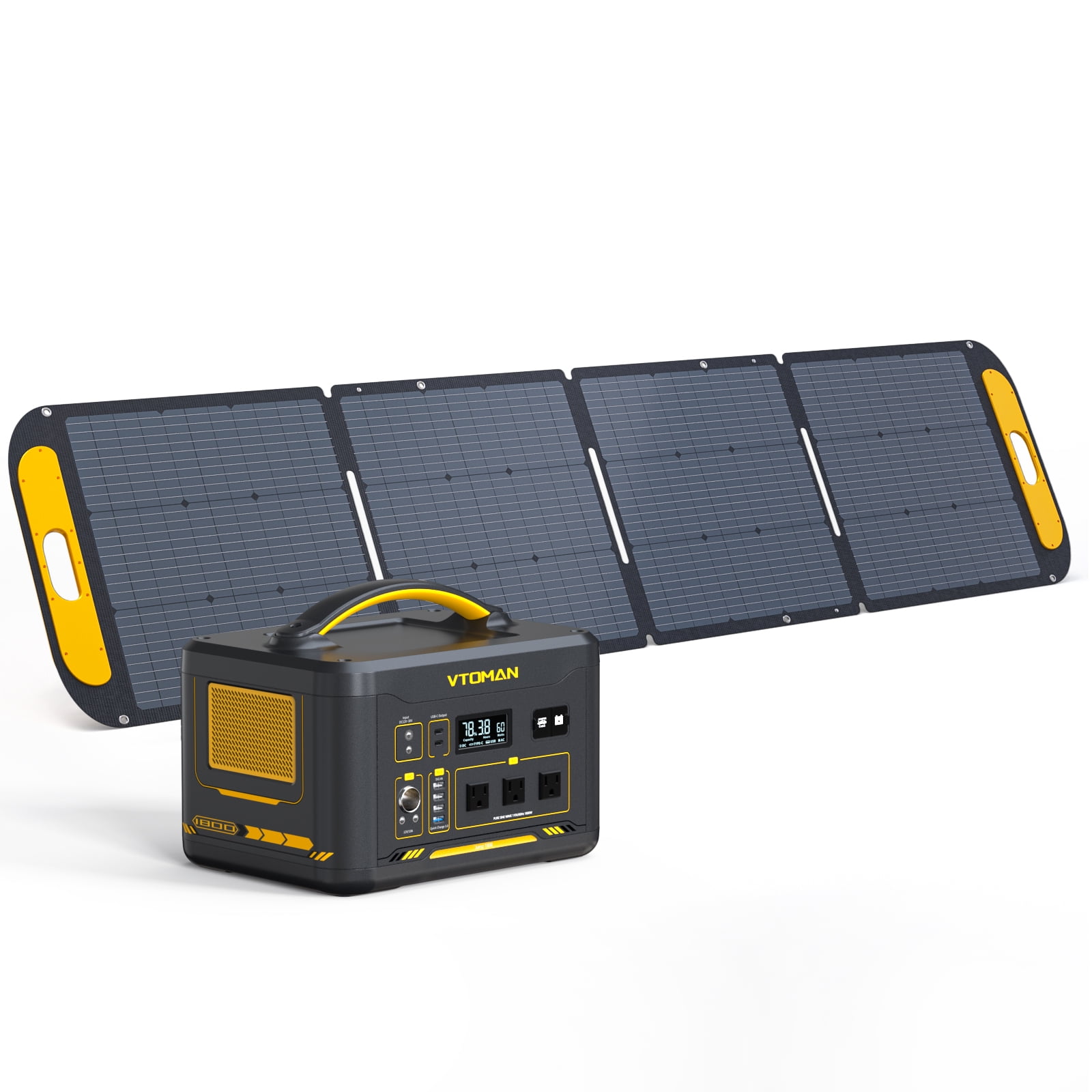VTOMAN Jump 1800 Portable Power Station 1800W with Foldable Solar Panel ...