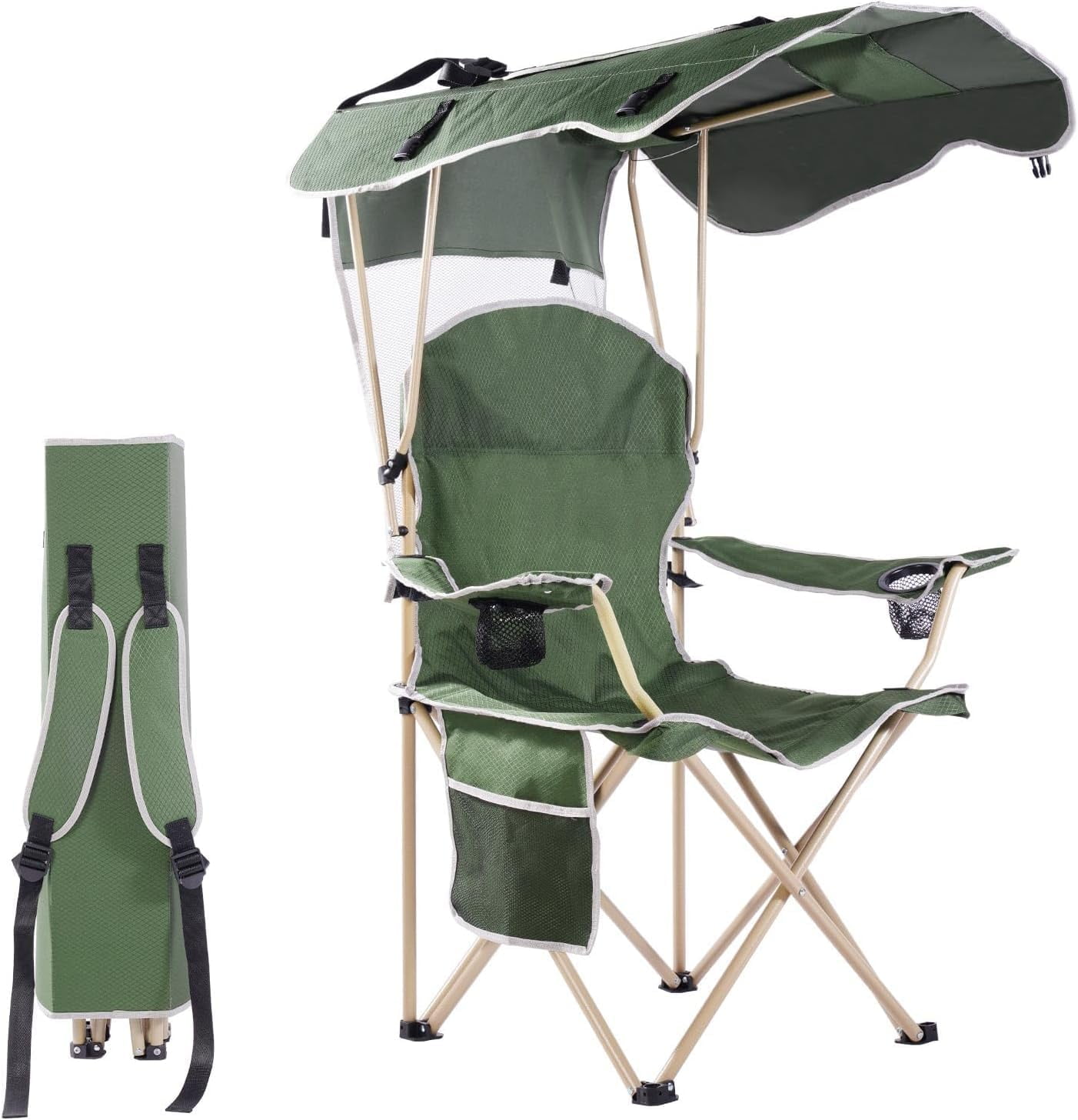 VTOY 2-Pack Folding Chair with Canopy Portable Chair with Shade for ...