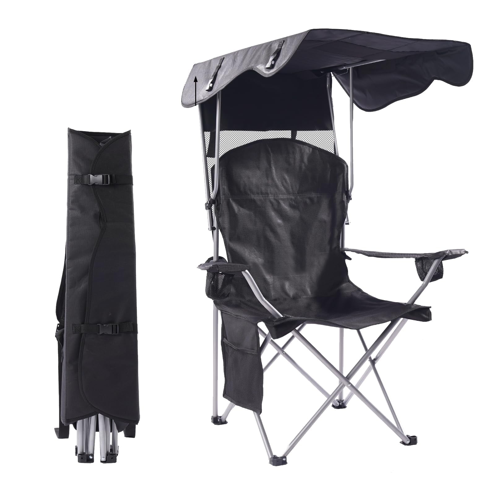 VTOY Folding Camping Chair with Canopy for Outdoors Sun Shade Portable ...