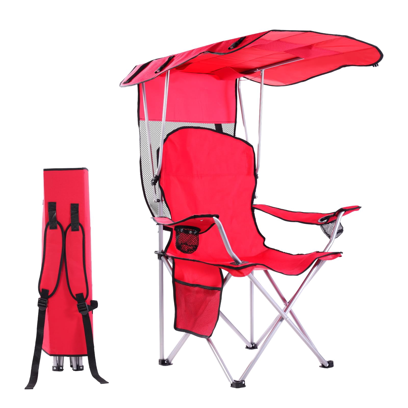 VTOY Folding Camping Chair with Canopy, Lightweight Portable Outdoor ...