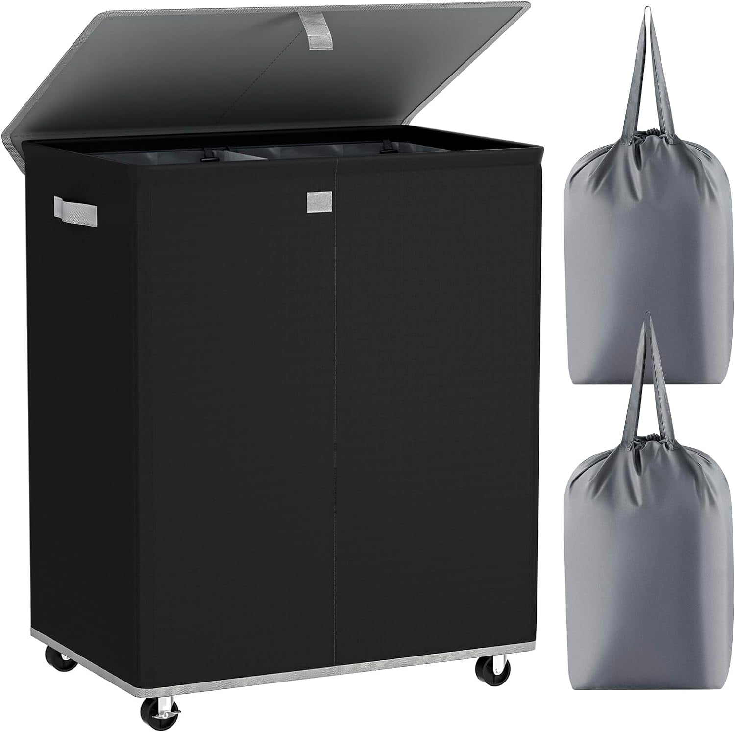 VTUBUON 180L Double Laundry Hamper with Wheels Large Laundry Basket ...