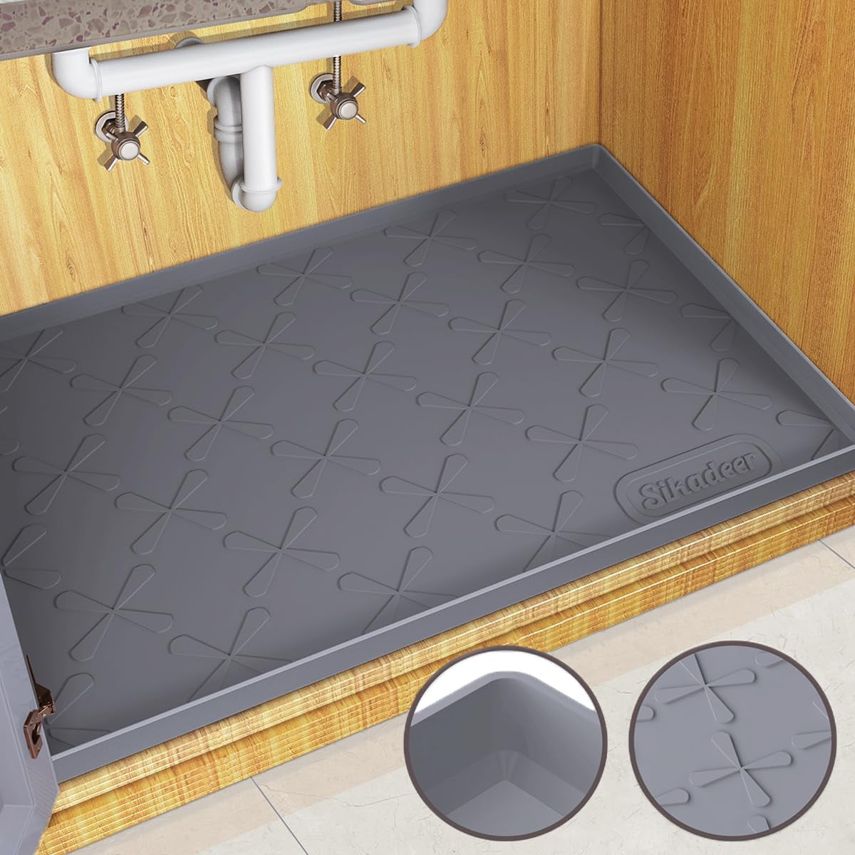 VTUBUON 31" x 19" Under Sink Mat Waterproof Silicone Mat Drawer Shelf ...