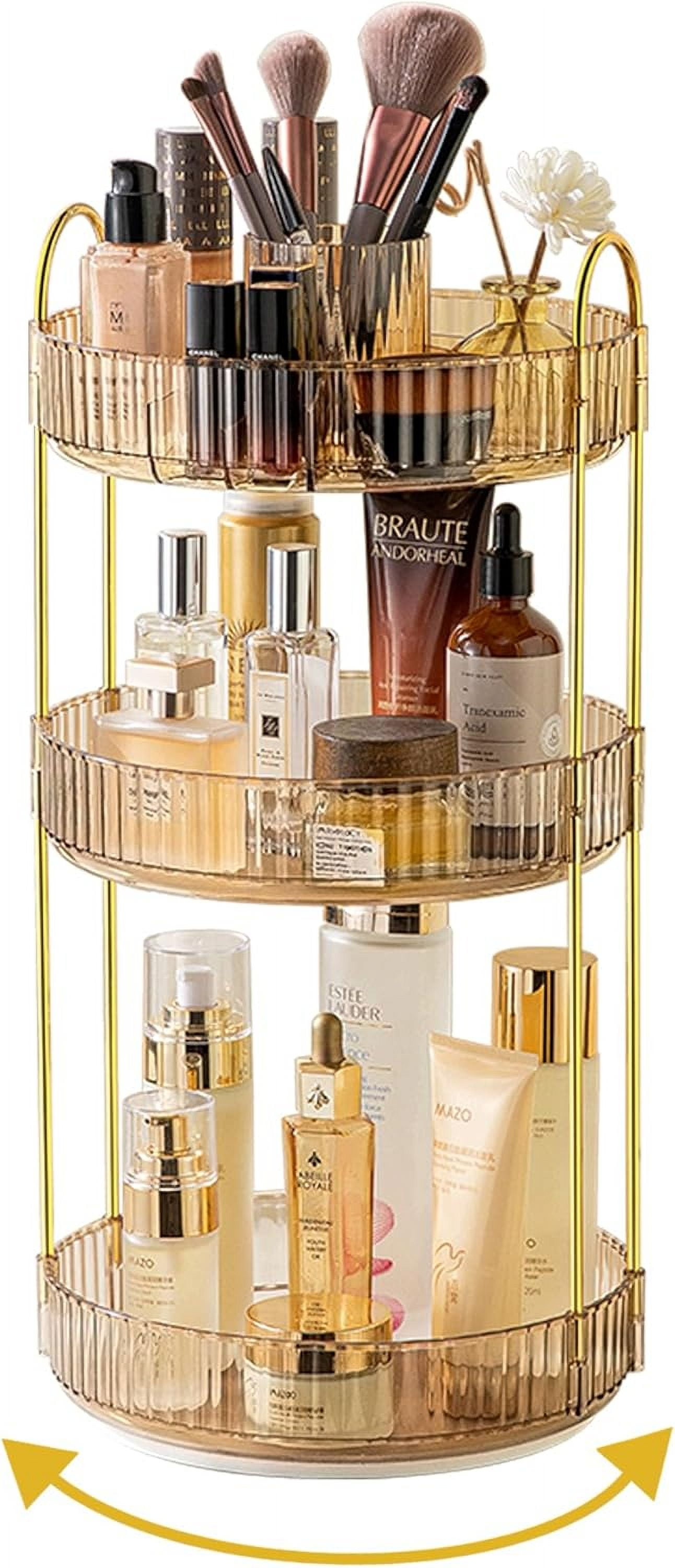 VTUBUON 360 Rotating Makeup Organizer for Vanity 2 Tier Large Capacity ...