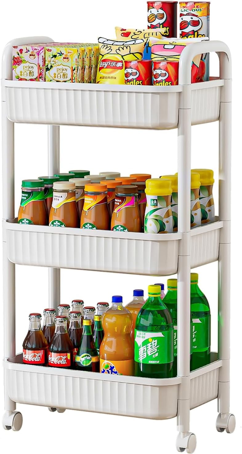 VTUBUON 4 Tier Rolling Carts with Wheels Utility Cart with Handle and ...