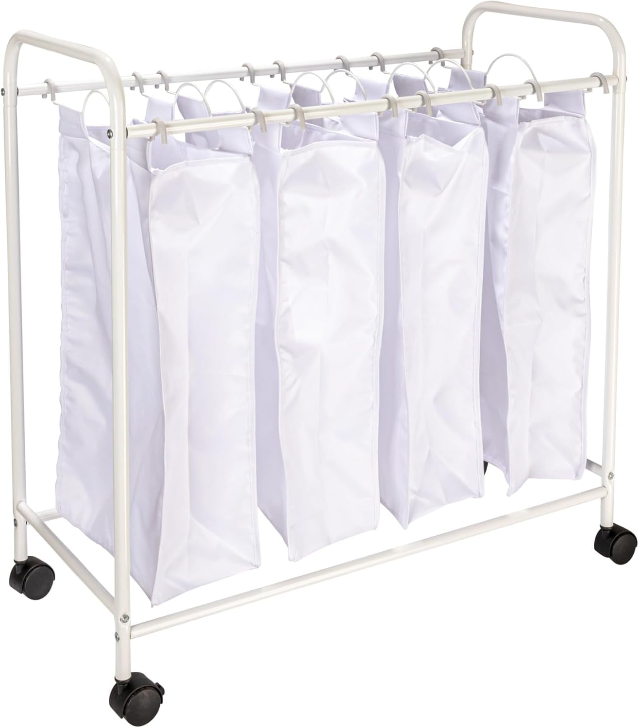 hujklrp Rolling Laundry Sorter 4 Bag Laundry Sorter Cart with Washable ...