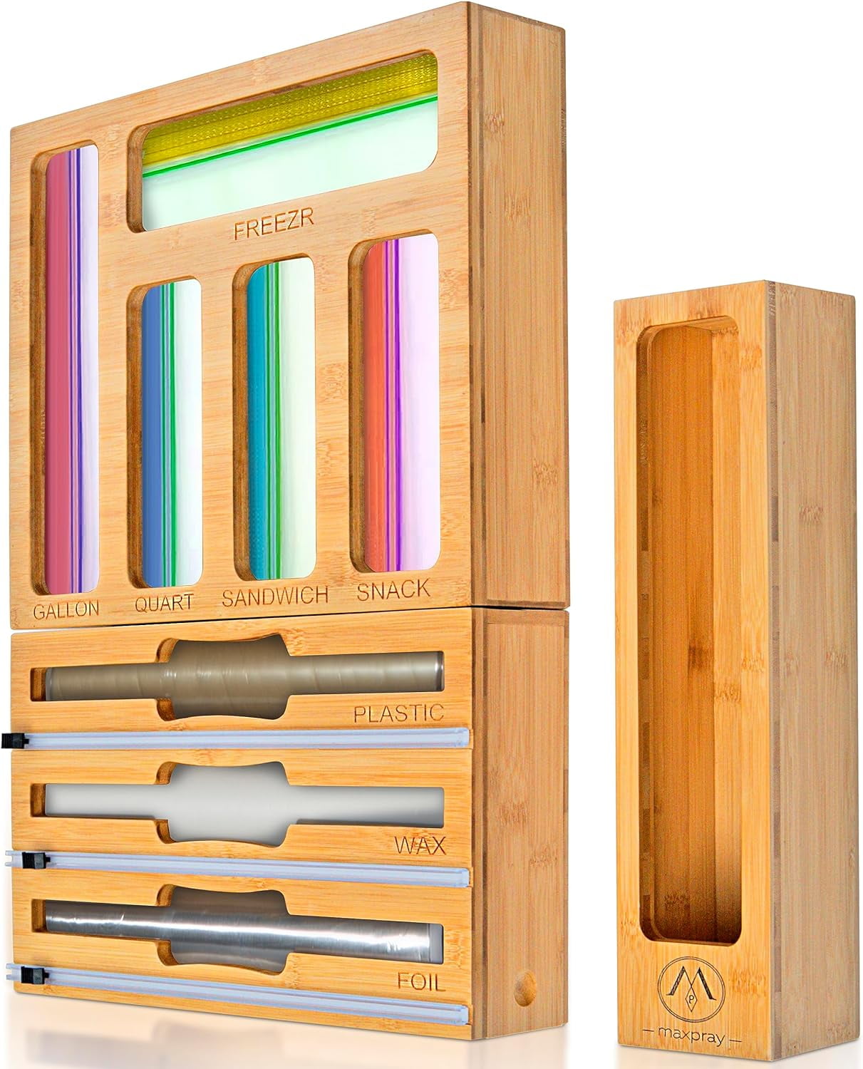 VTUBUON 9 IN 1 Foil and Plastic Wrap Organizer for Drawer Plastic Bag Organizer Organization and ...