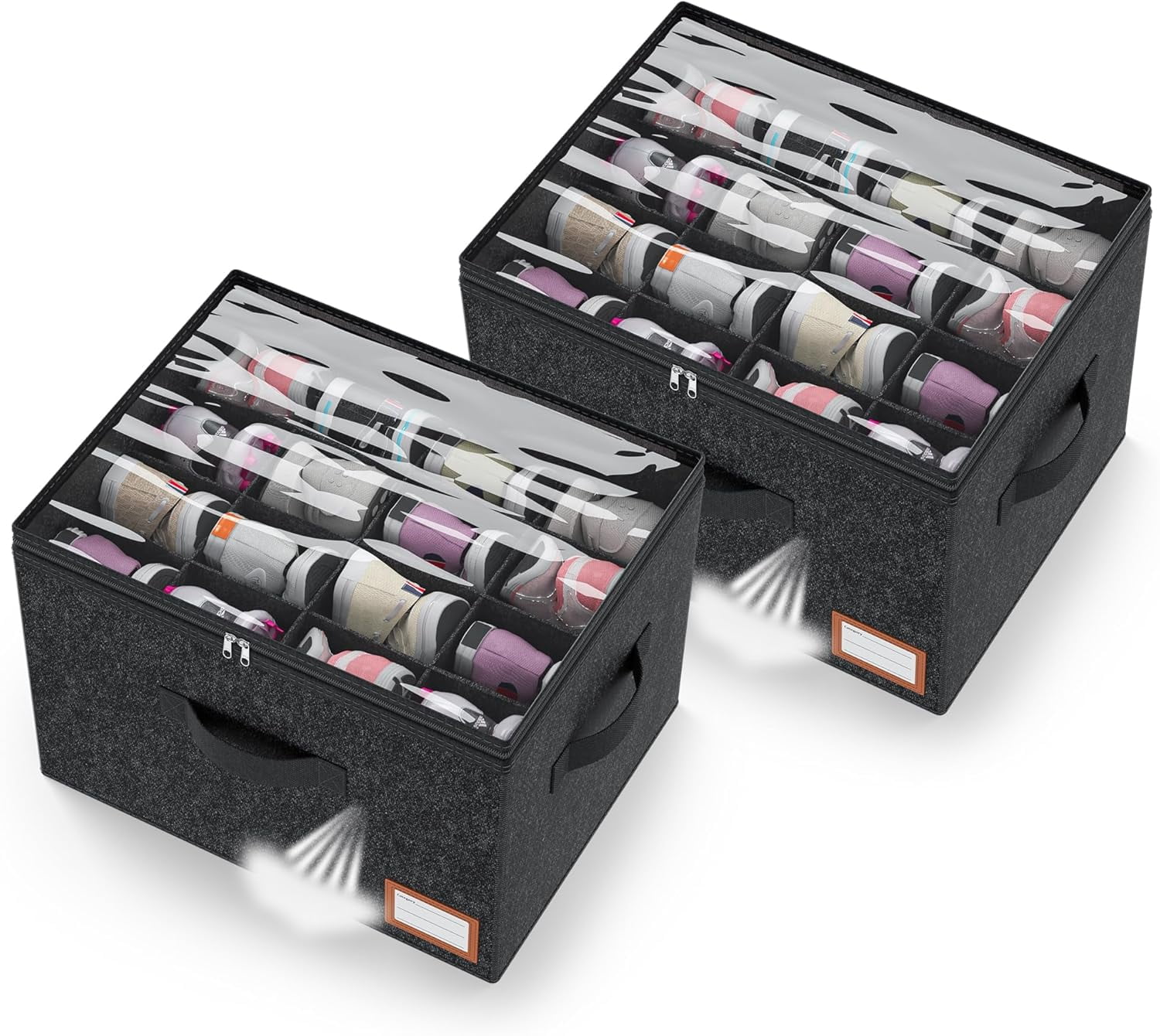 VTUBUON Adjustable 16Pairs Shoe Organizer Storage Boxes for Closet Shoe ...