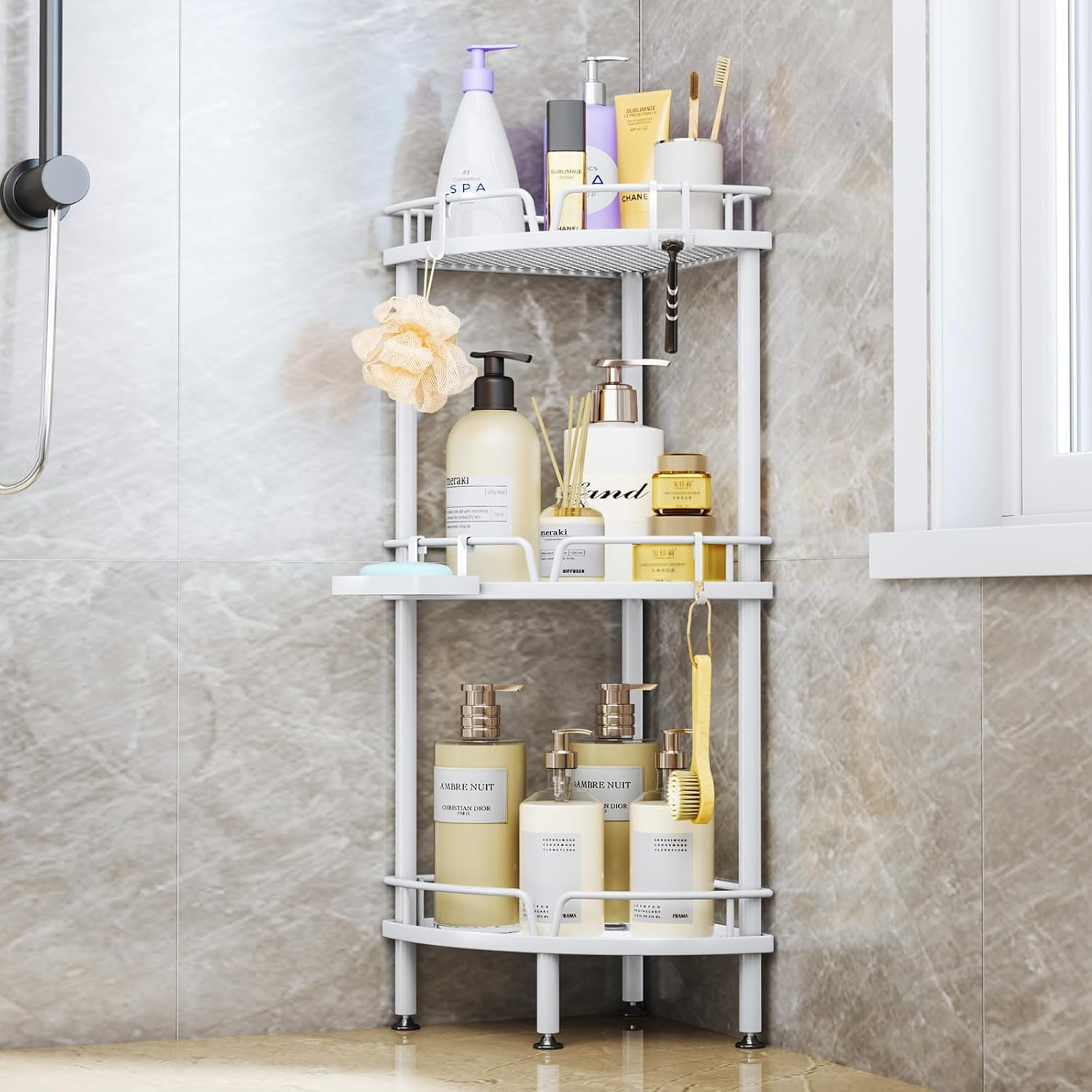 VTUBUON Corner Shower Caddy Stand - 2 Tier Shower Organizer with Soap ...