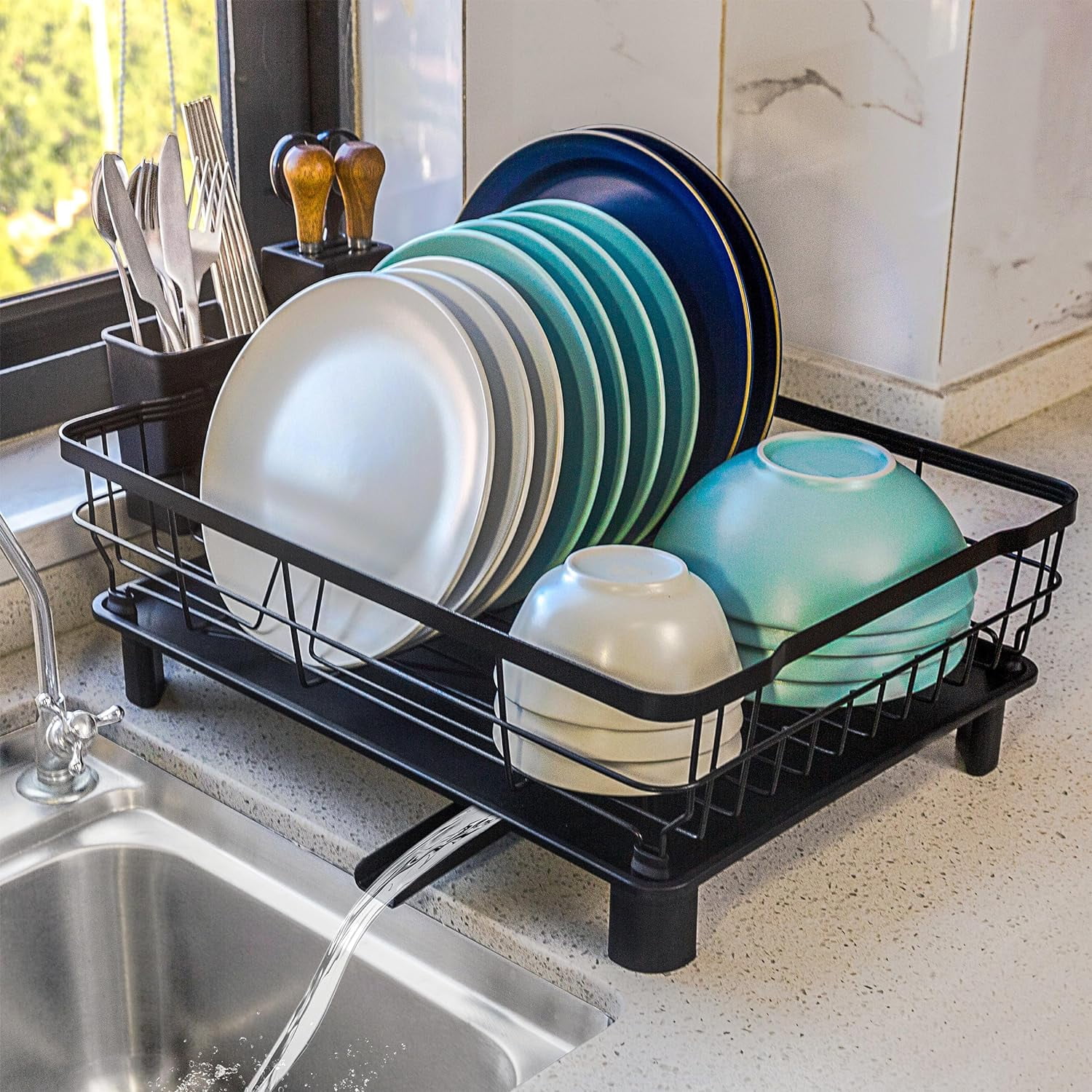 VTUBUON Dish Drying Rack for Counter Space-Saving Dish Rack with ...