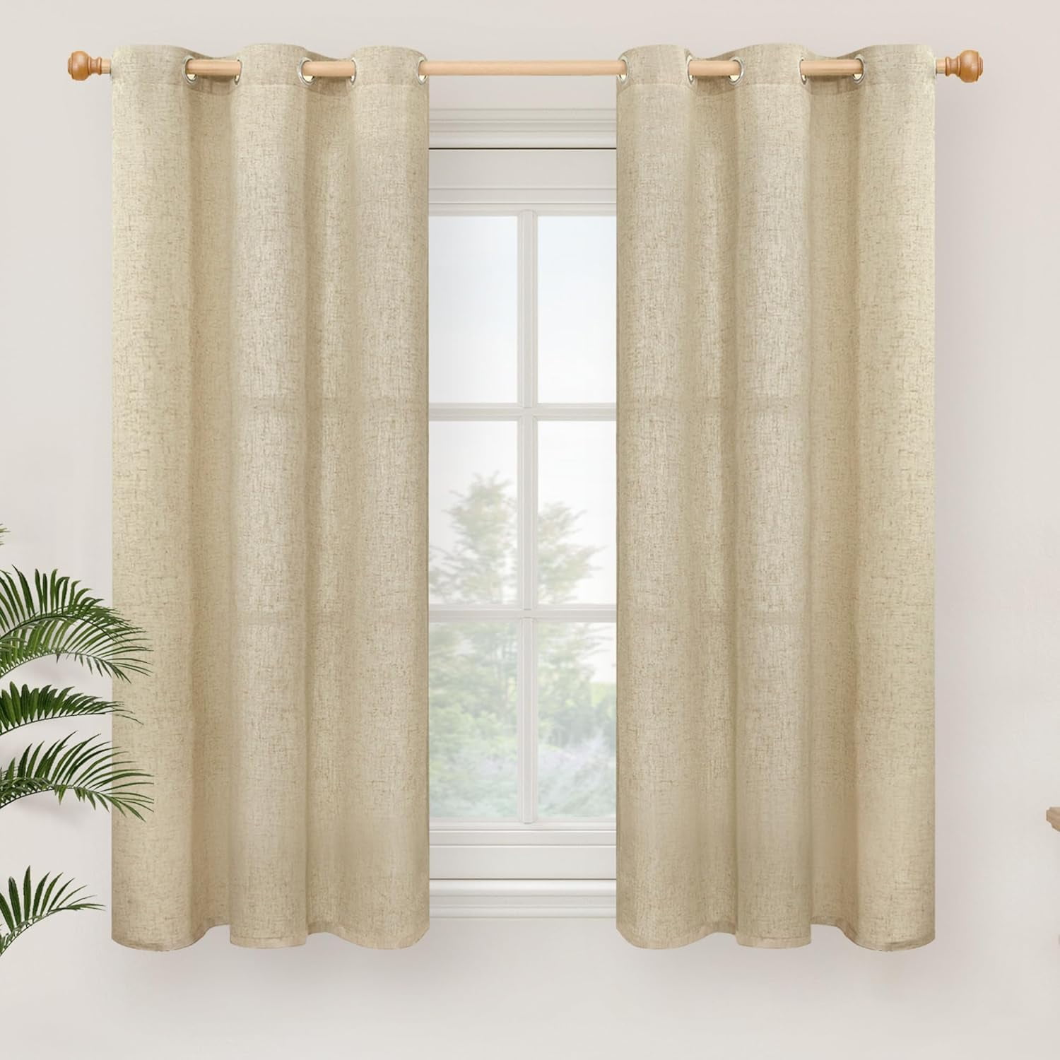 VTUBUON Linen Curtains 80 Inches Length for Living Room 2 Panels ...