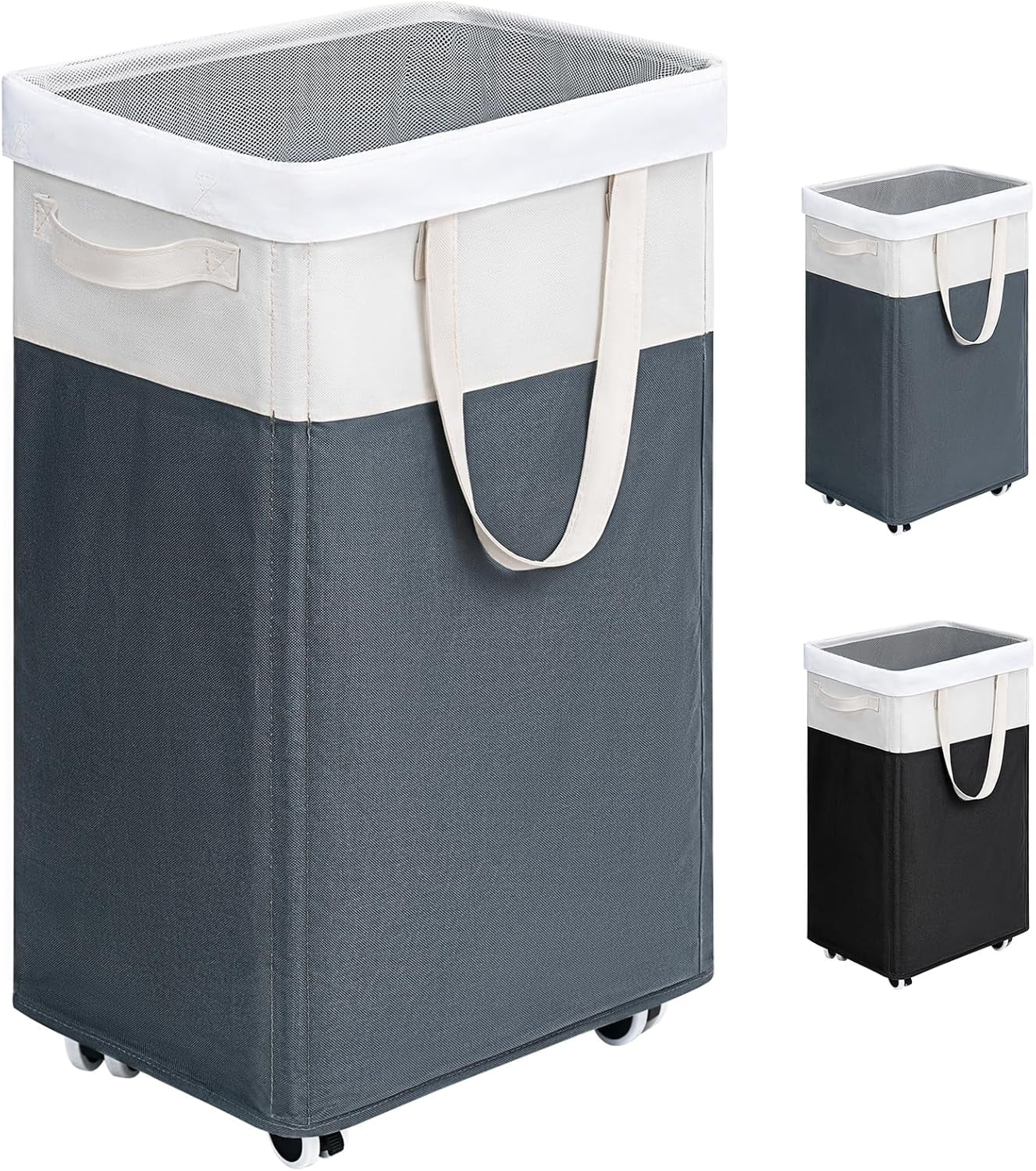 VTUBUON Rolling Laundry Hamper with Wheels 75L Black Laundry Hamper for ...