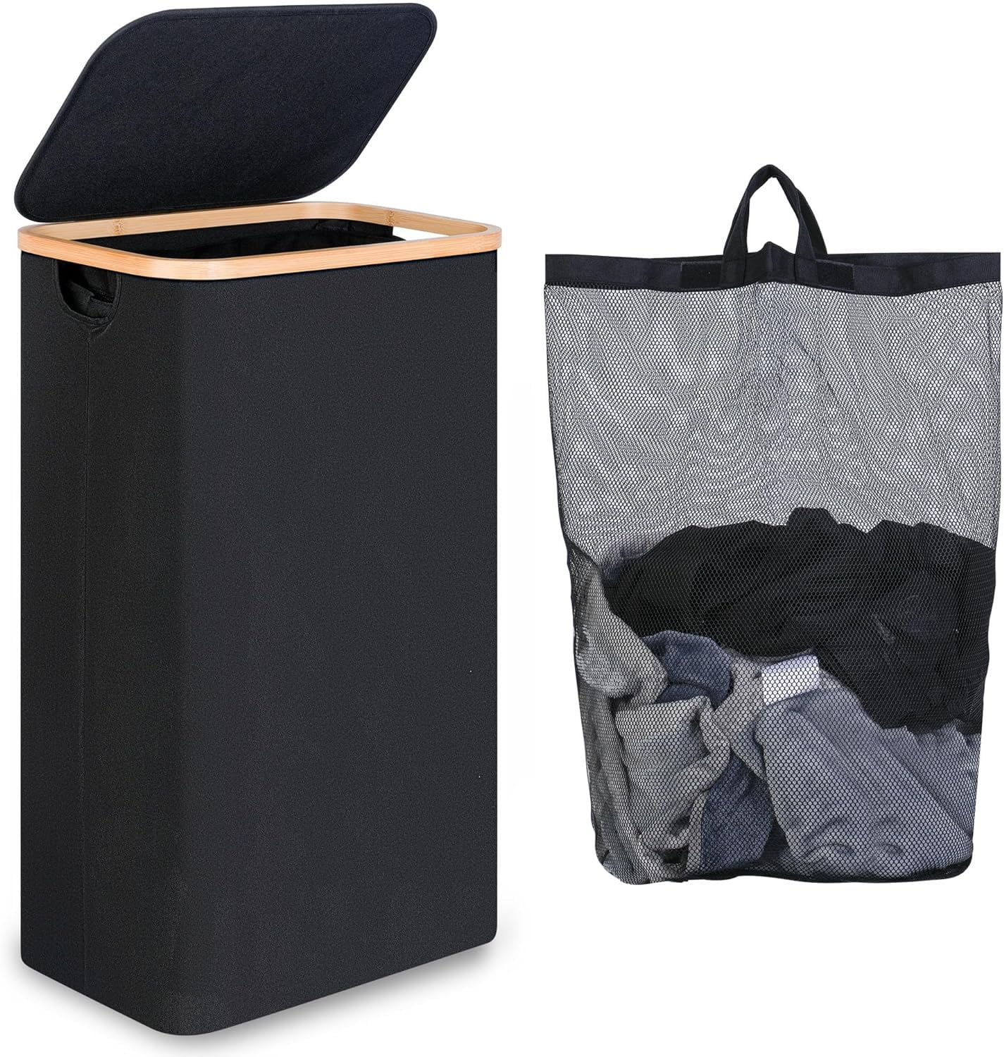 hltyud Slim Laundry Hamper Narrow Laundry Basket with Lid Foldable ...
