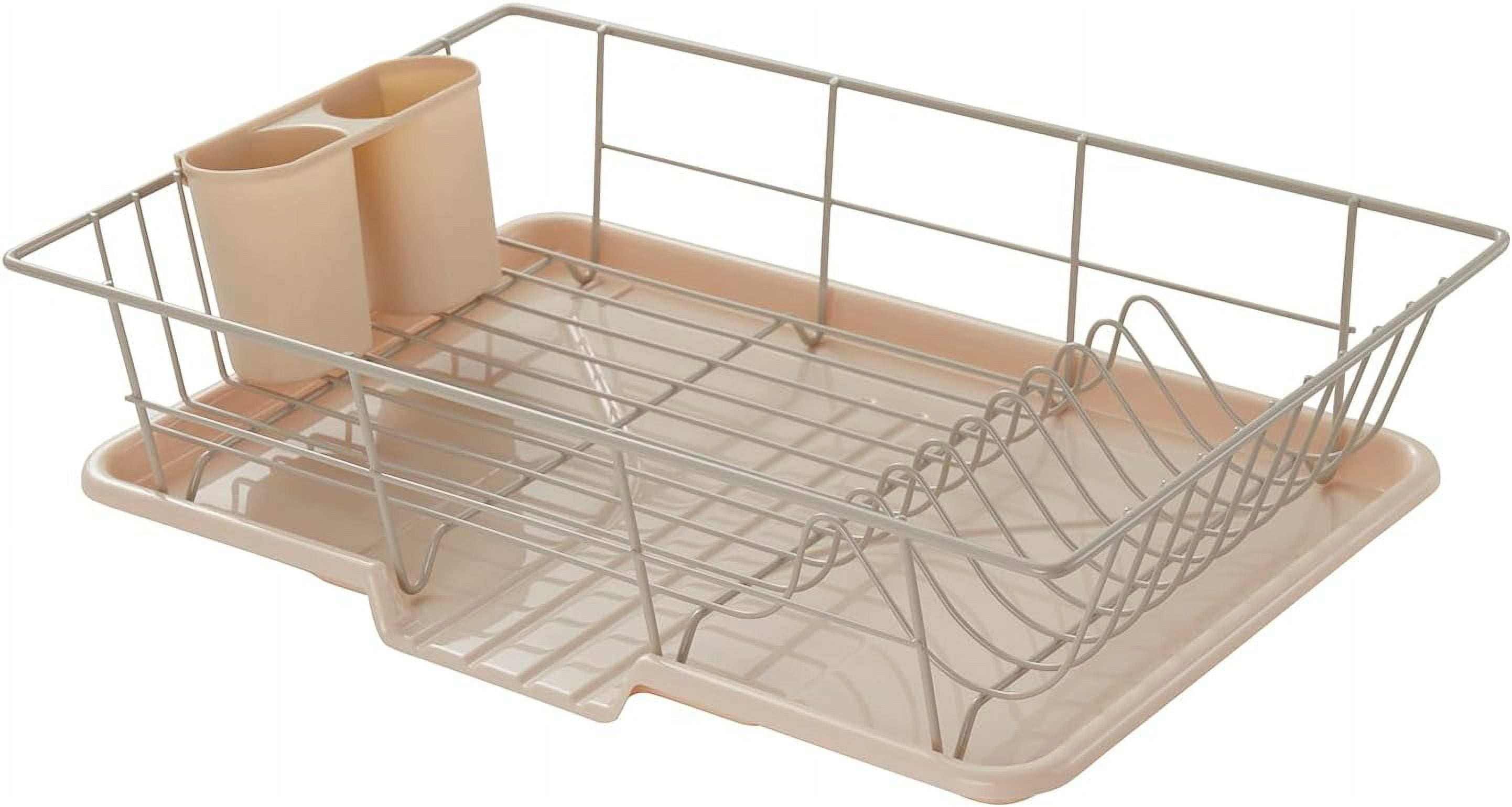 VTUBUON Space-Saving 3-Piece Dish Drainer Rack Set with Cutlery Holder ...