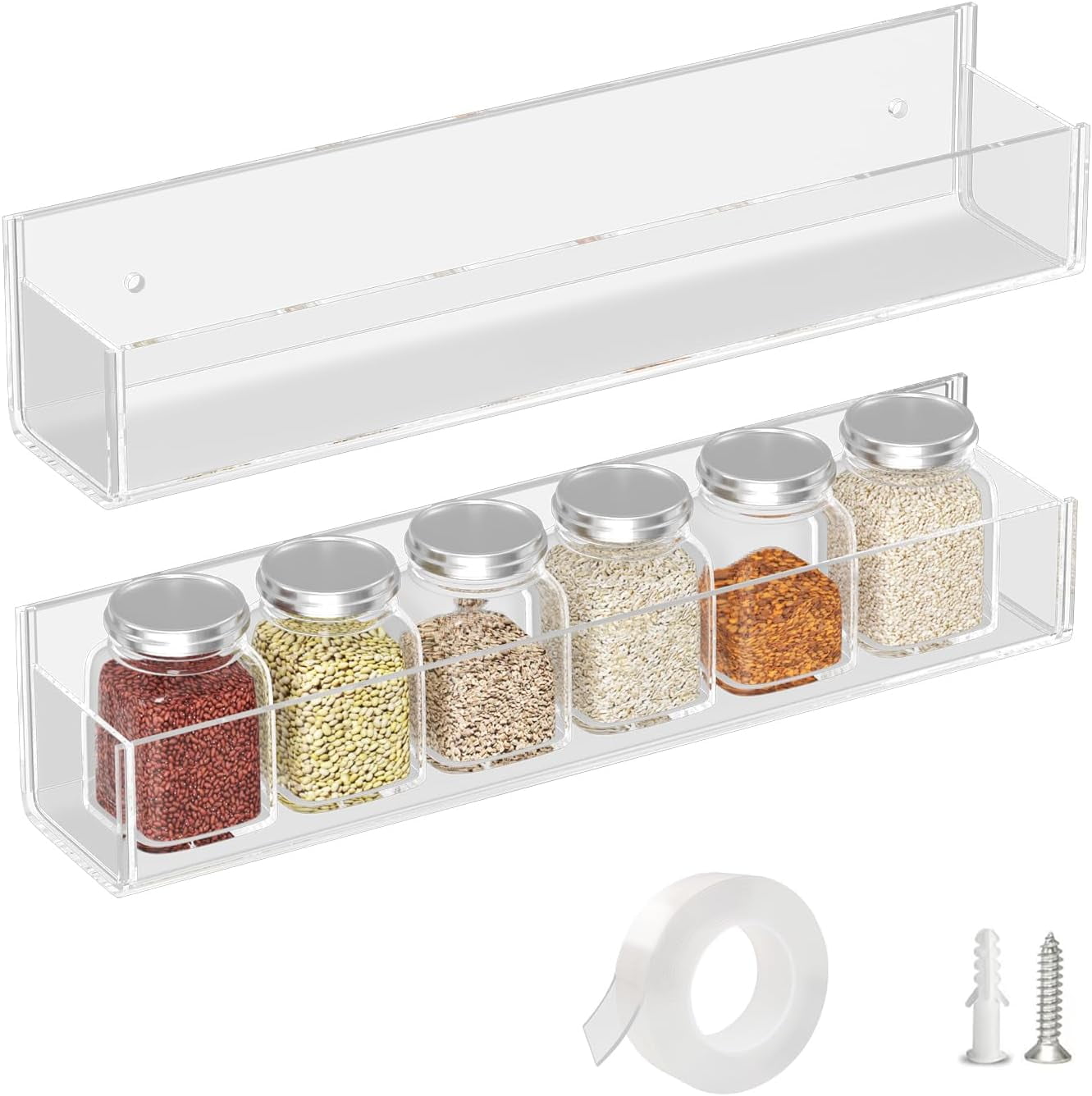 VFDTBUHN Spice Rack Organizer For Cabinet 3 in/Tier Acrylic Tiered ...