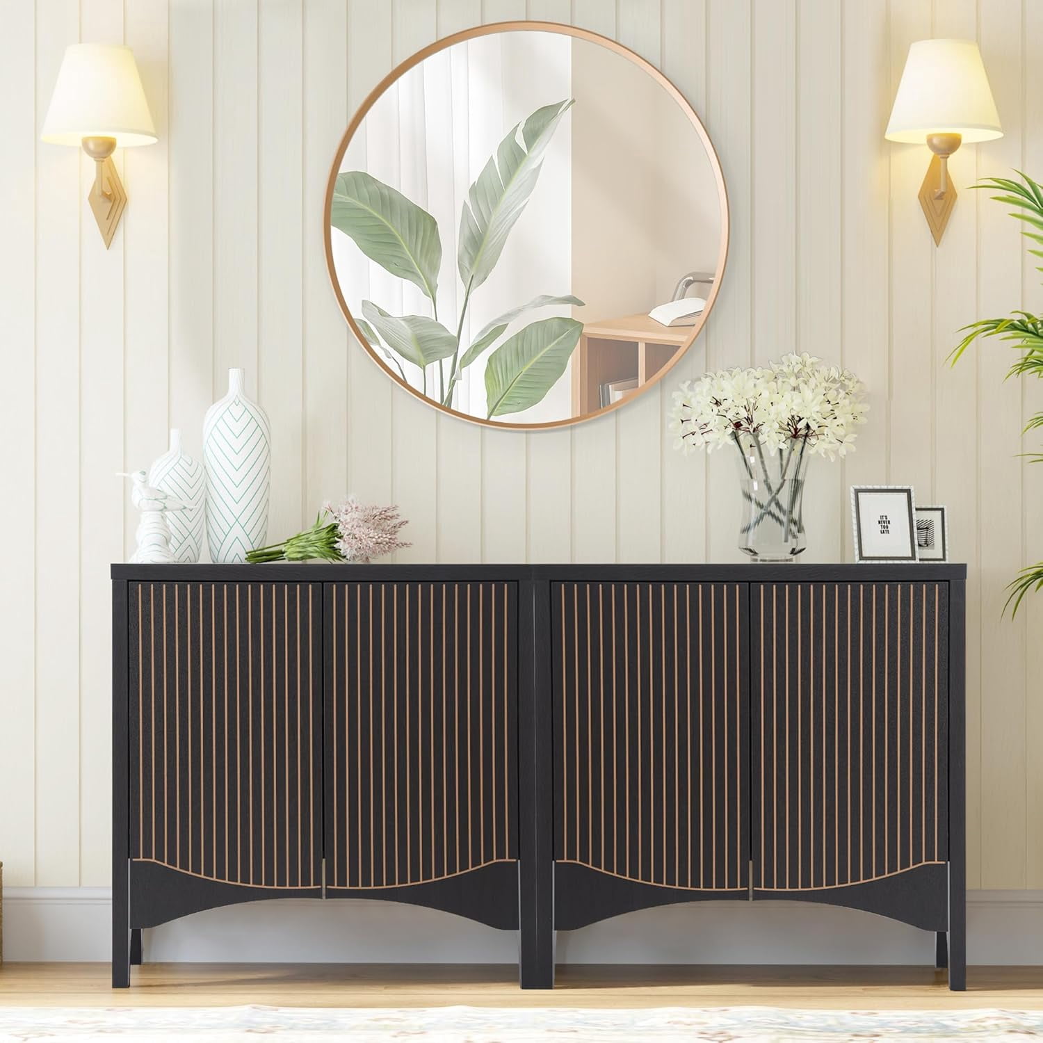 VTUIVBH Fluted Sideboard Cabinet with Storage Buffet Cabinet with ...