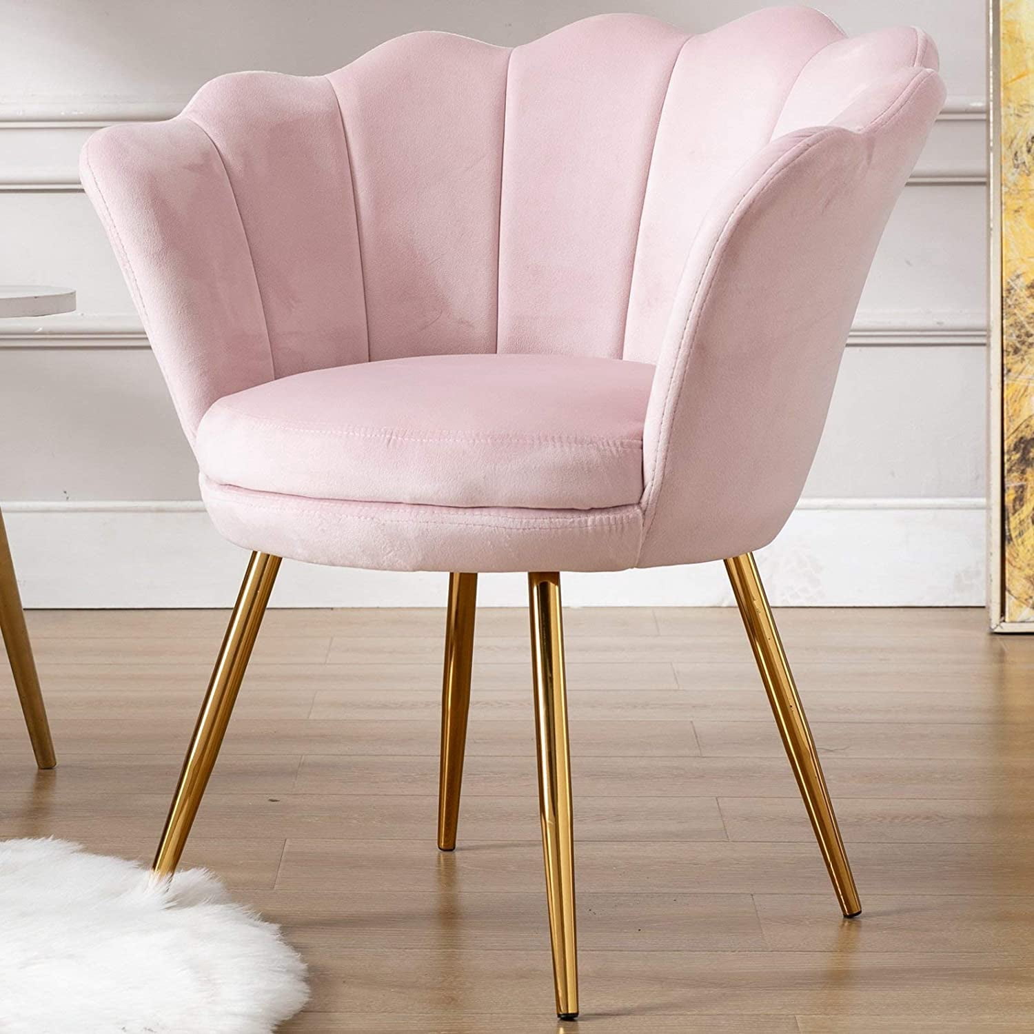 VTUIVBH Plush Faux Fur Upholstered Living Room Chair Comfy Accent ...