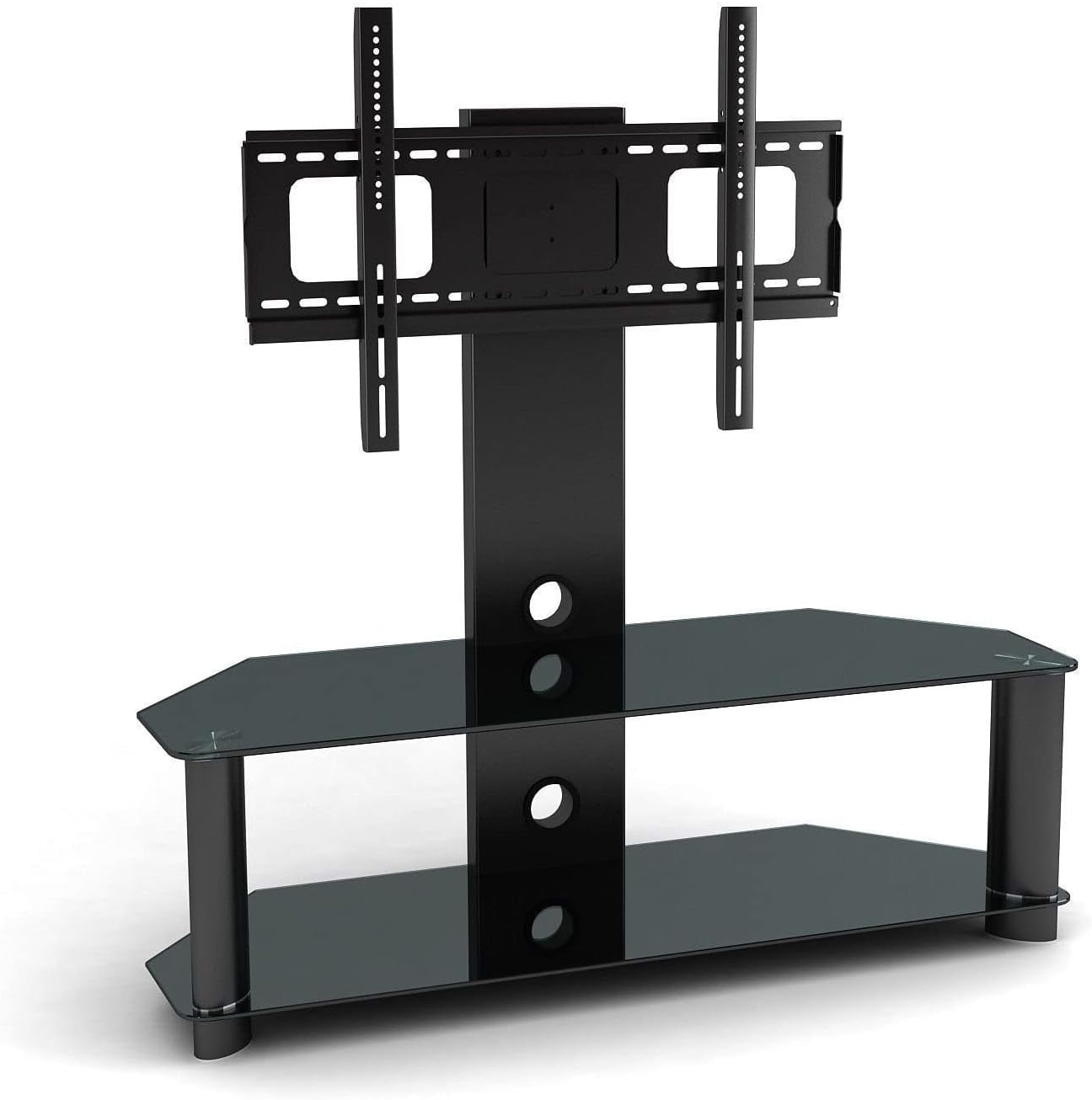 VTUIVBH - TV Stand with Shelves - Tempered Glass Shelf System Combo ...