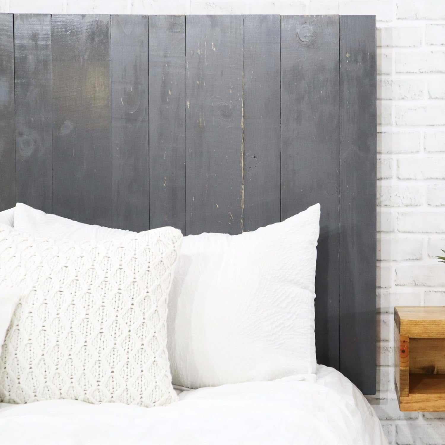 VTUIVBH Whitewash Headboard Cottage Design Distress Solid Wood ...
