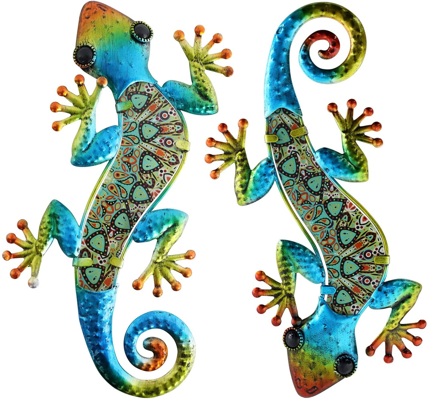 VTYUIBNIO 2Pcs Metal Gecko Wall Decor Lizard Garden Art Color Hanging ...