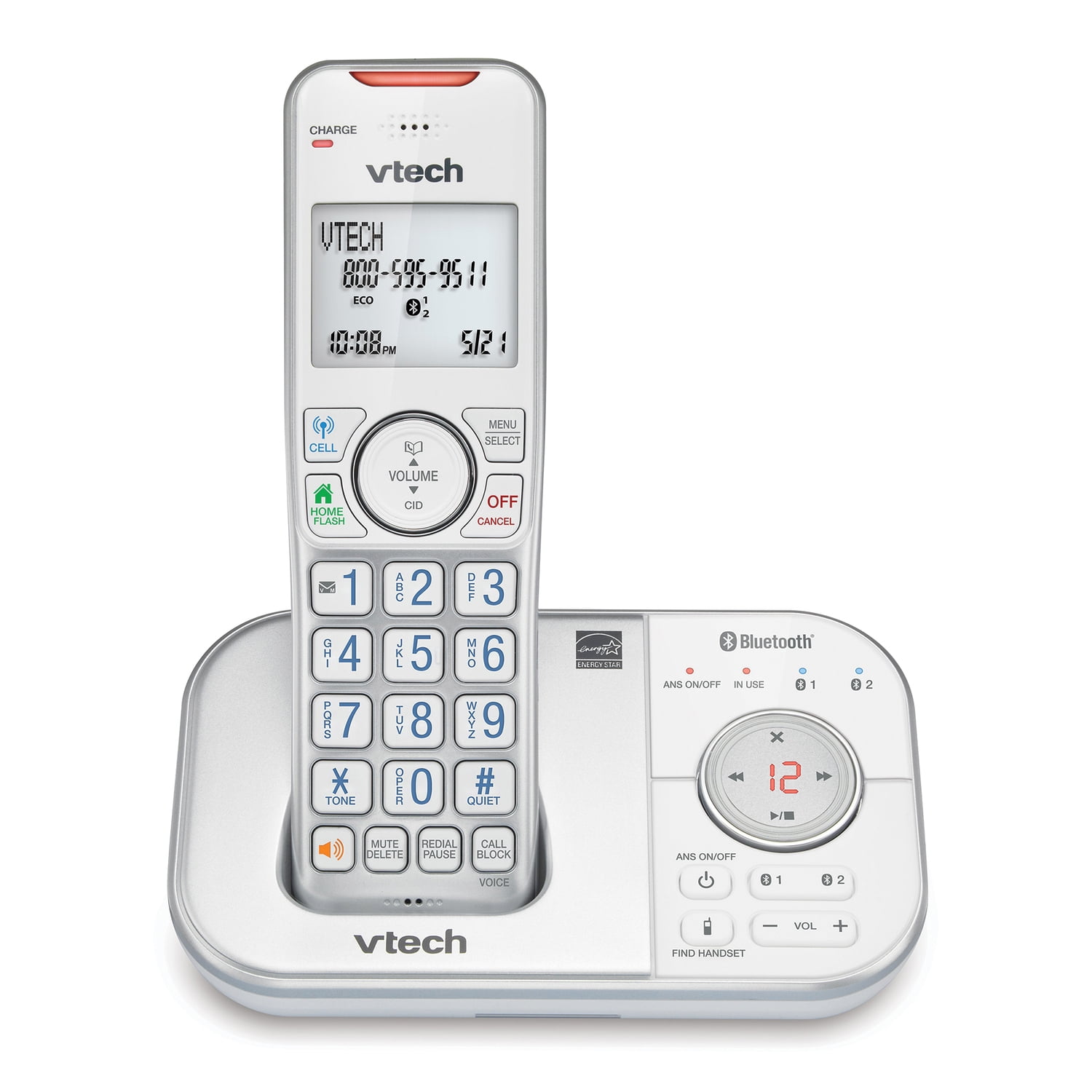 VTech Bluetooth DECT 6.0 Cordless Phone with Connect to Cell and ...