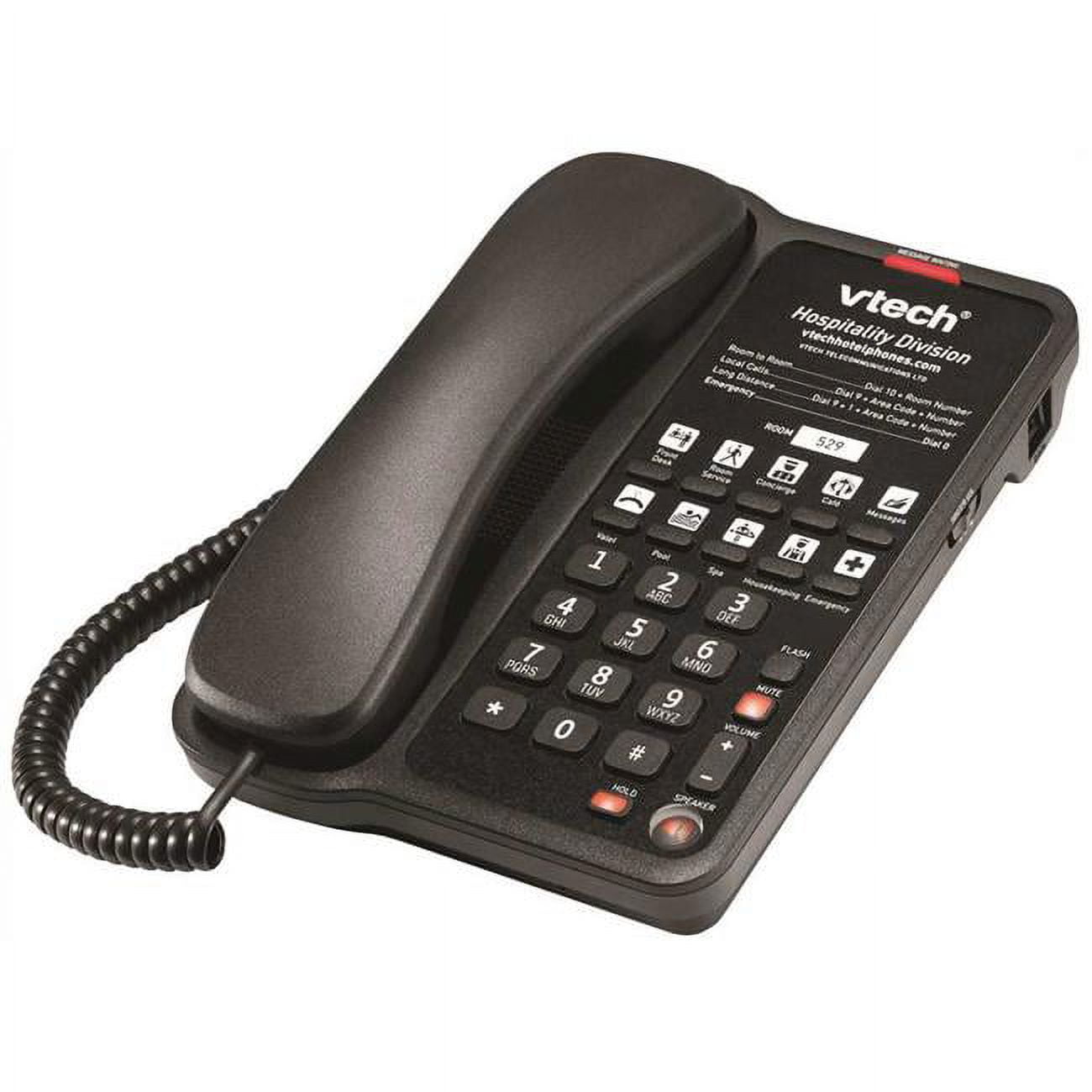 VTech Communications A1210-A MBK 1-Line Corded Phone, Matte Black ...