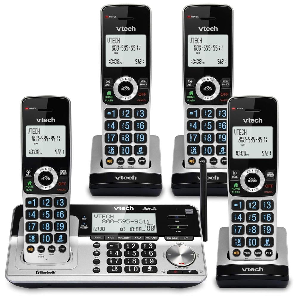 VTech Cordless Phone Answering System Bluetooth Call Block, 4 Handsets ...